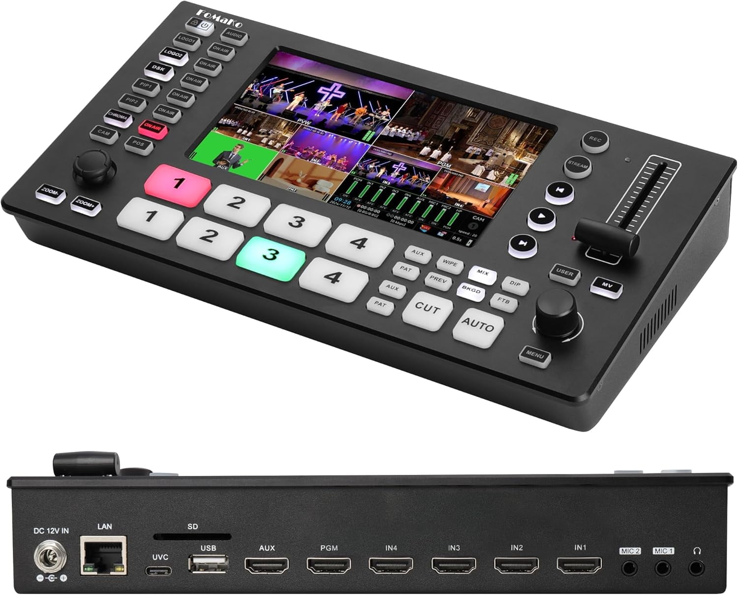 FoMaKo 4K HDMI Video Mixer Switcher 5.5 Inch FHD LCD Screen 5-Channel ...