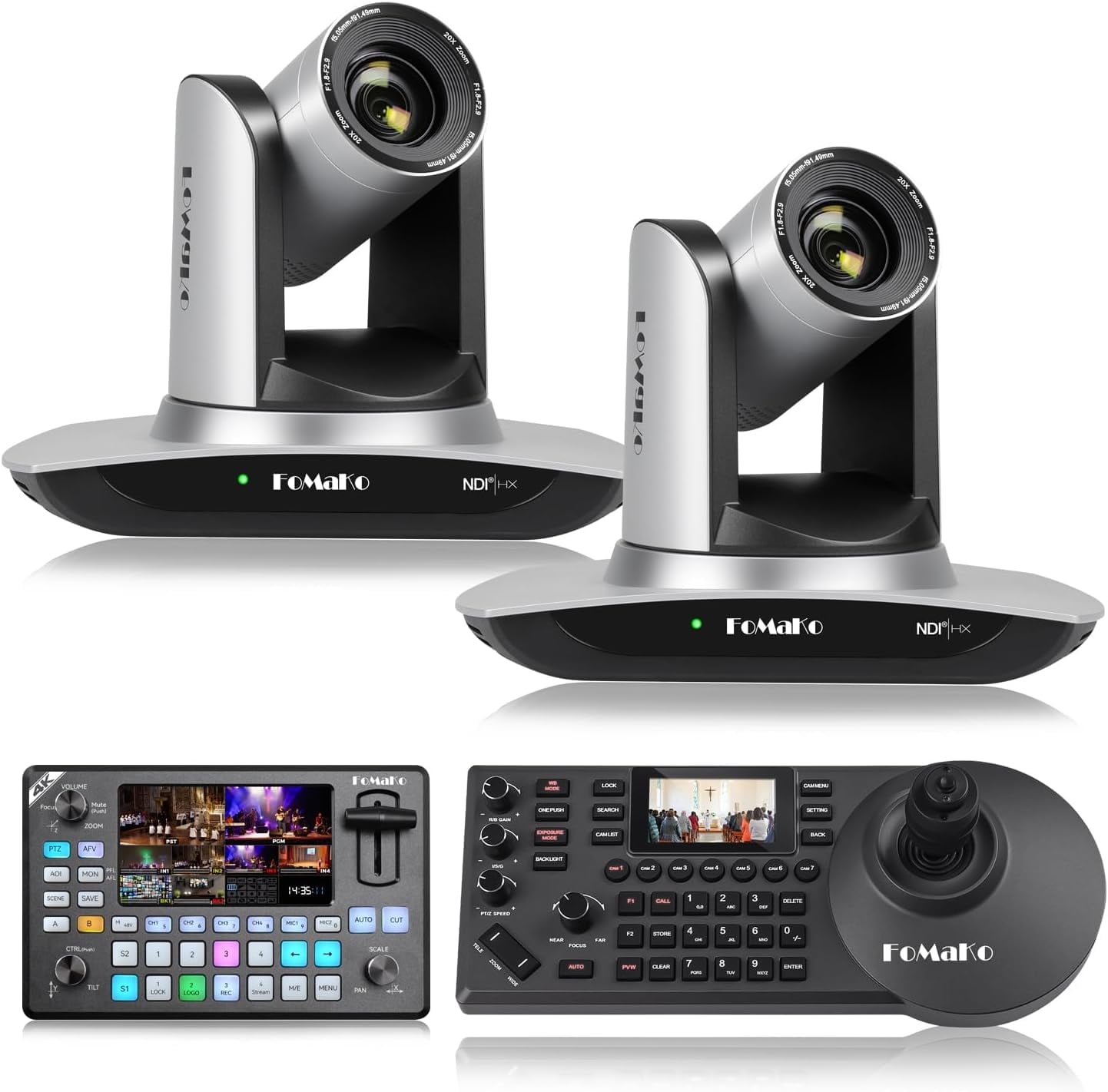 FoMaKo 4K PTZ Camera HDMI, AI Auto-Tracking, 20X Optical Zoom,KC602 Video Switcher,KC606 PTZ ...