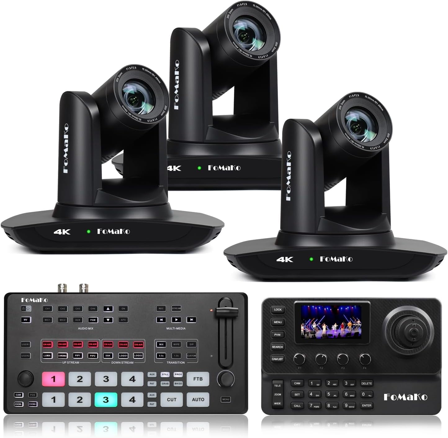 FoMaKo 4K PTZ Camera HDMI, AI Auto-Tracking, 4K 20X Optical Zoom(3pcs ...