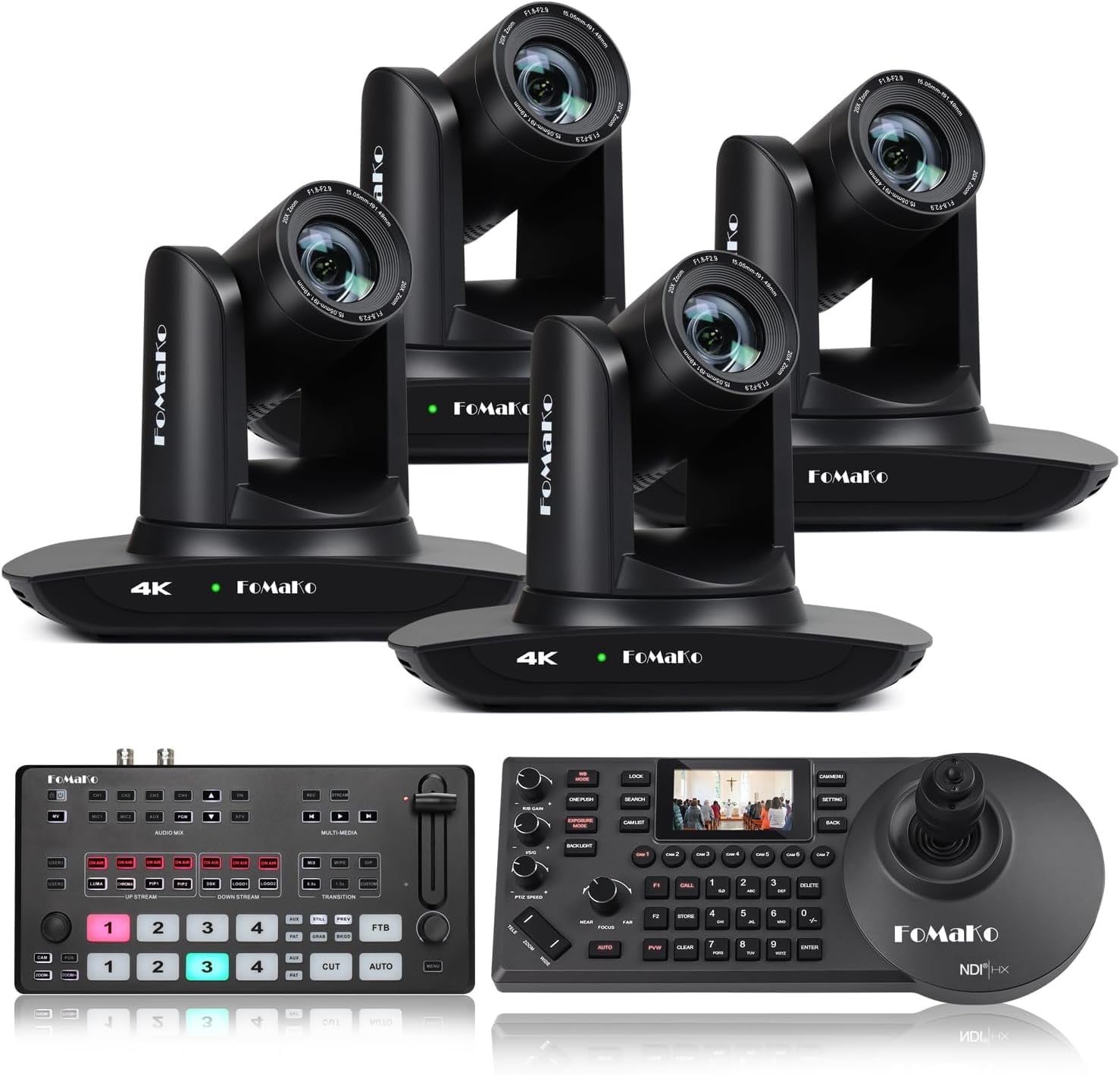 FoMaKo 4K PTZ Camera HDMI, AI Auto-Tracking, 4K 20X Optical Zoom(4pcs ...