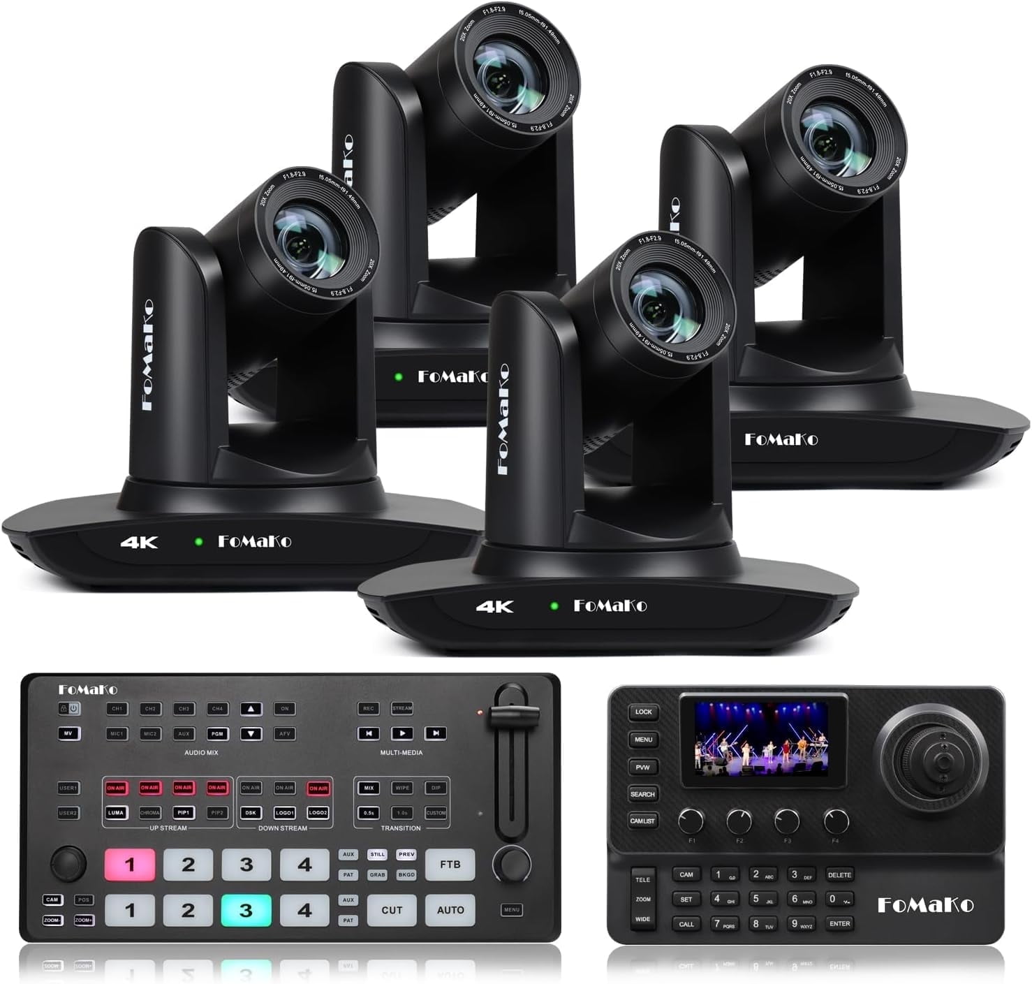 FoMaKo 4K PTZ Camera HDMI, AI Auto-Tracking, 4K 20X Optical Zoom(4pcs ...