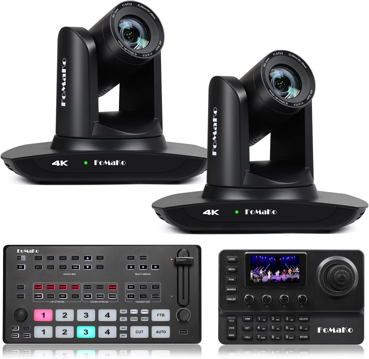 FoMaKo 4k PTZ Camera HDMI AI Auto Tracking,4k 20x Optical Zoom(2pcs ...