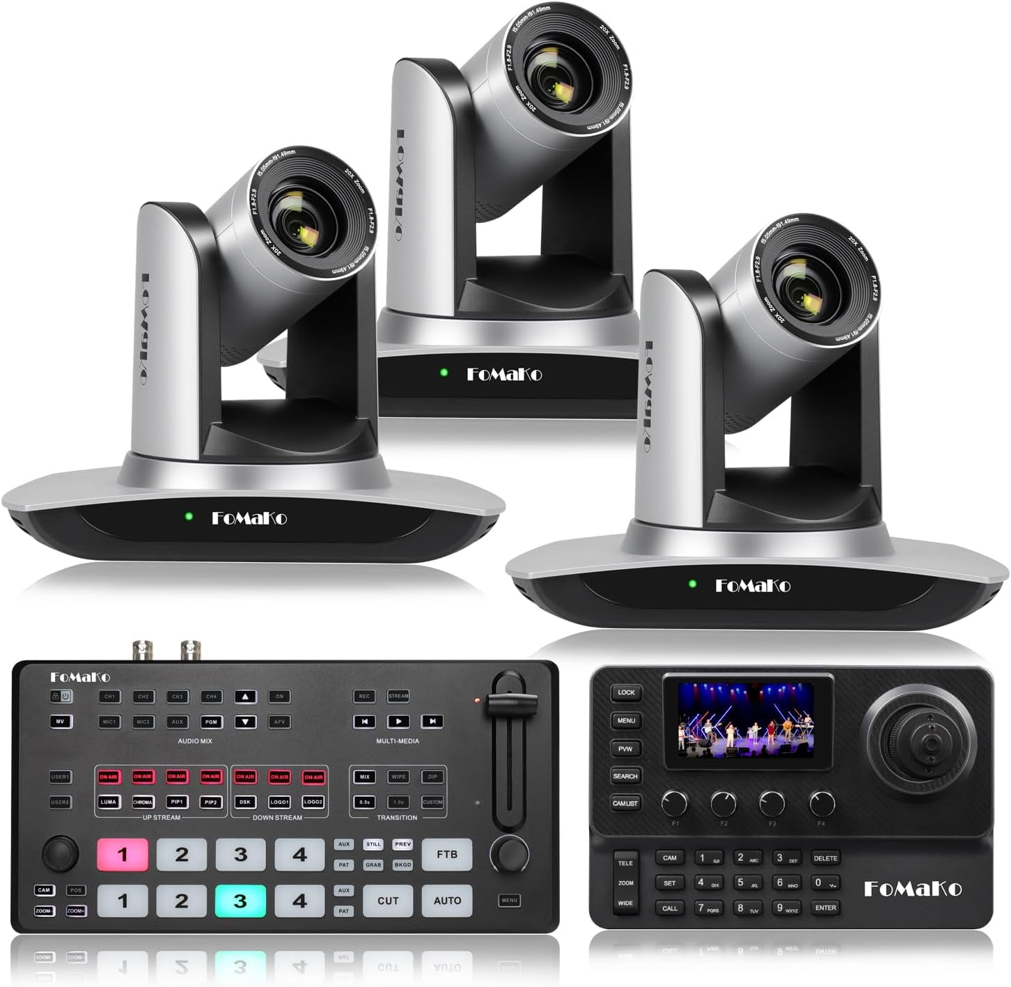 FoMaKo AI Auto Tracking HDMI PTZ Camera, 20x Optical Zoom(3pcs), KC606 ...