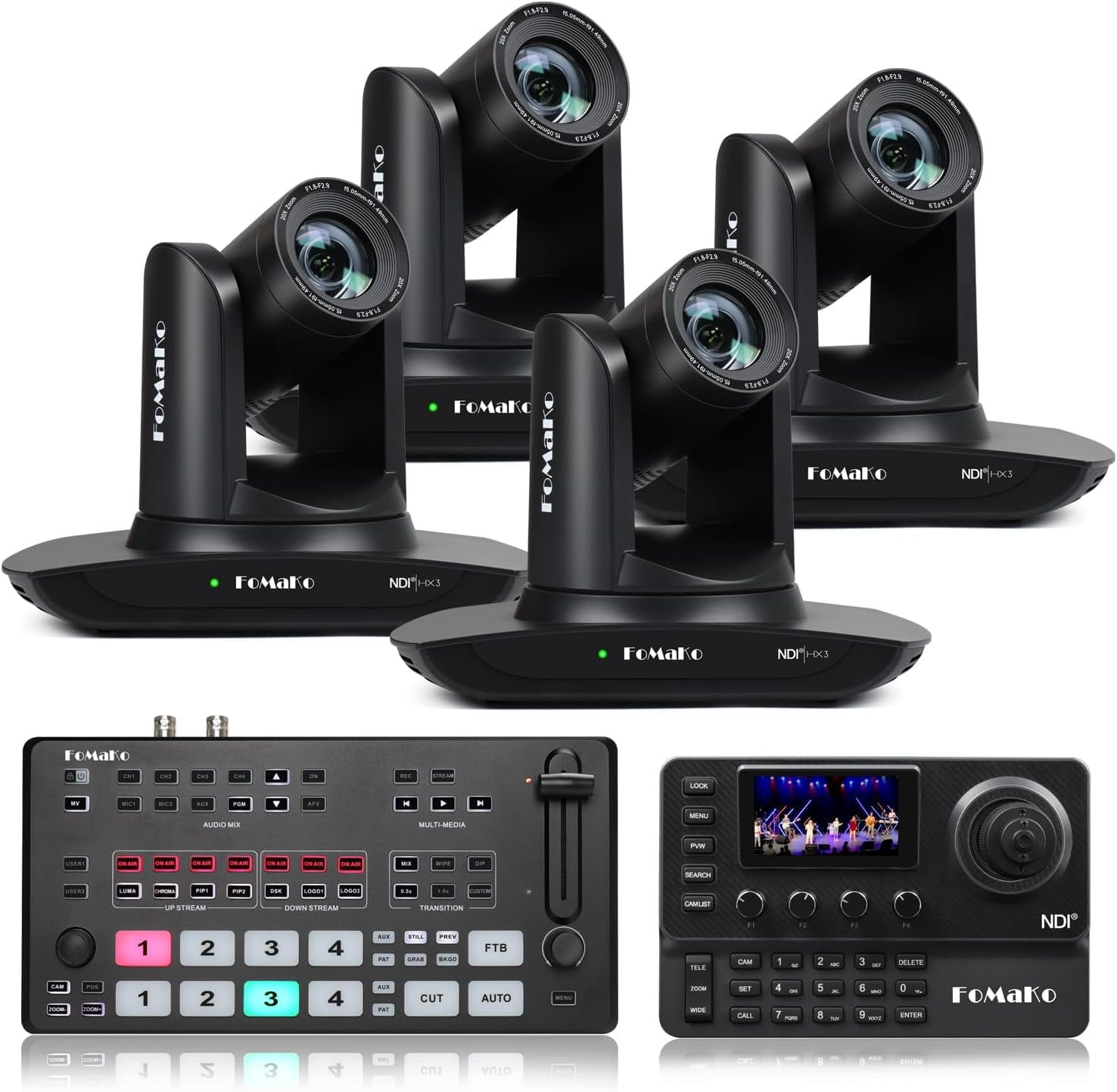 FoMaKo AI Auto Tracking NDI PTZ Camera 20x Optical Zoom(4pcs),KC606N ...