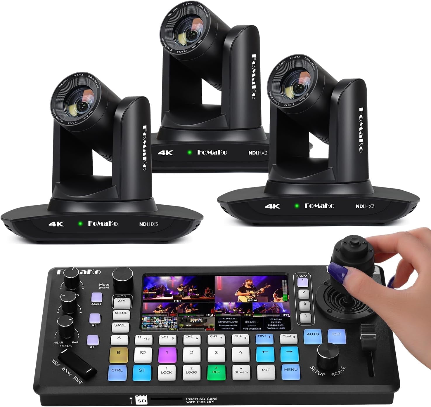 FoMaKo K30NS 4K 30x Optical Zoom PTZ Camera with NDI 6 & NDI HX3,KC800 ...