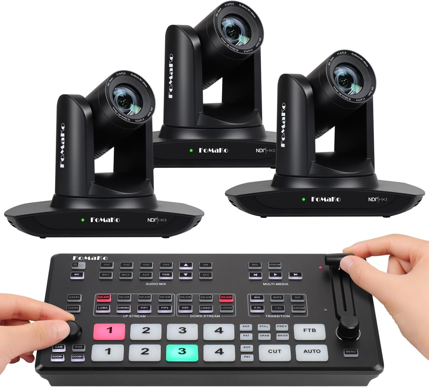 FoMaKo NDI Camera, AI Auto Tracking HDMI PTZ Camera 20x Optical Zoom ...