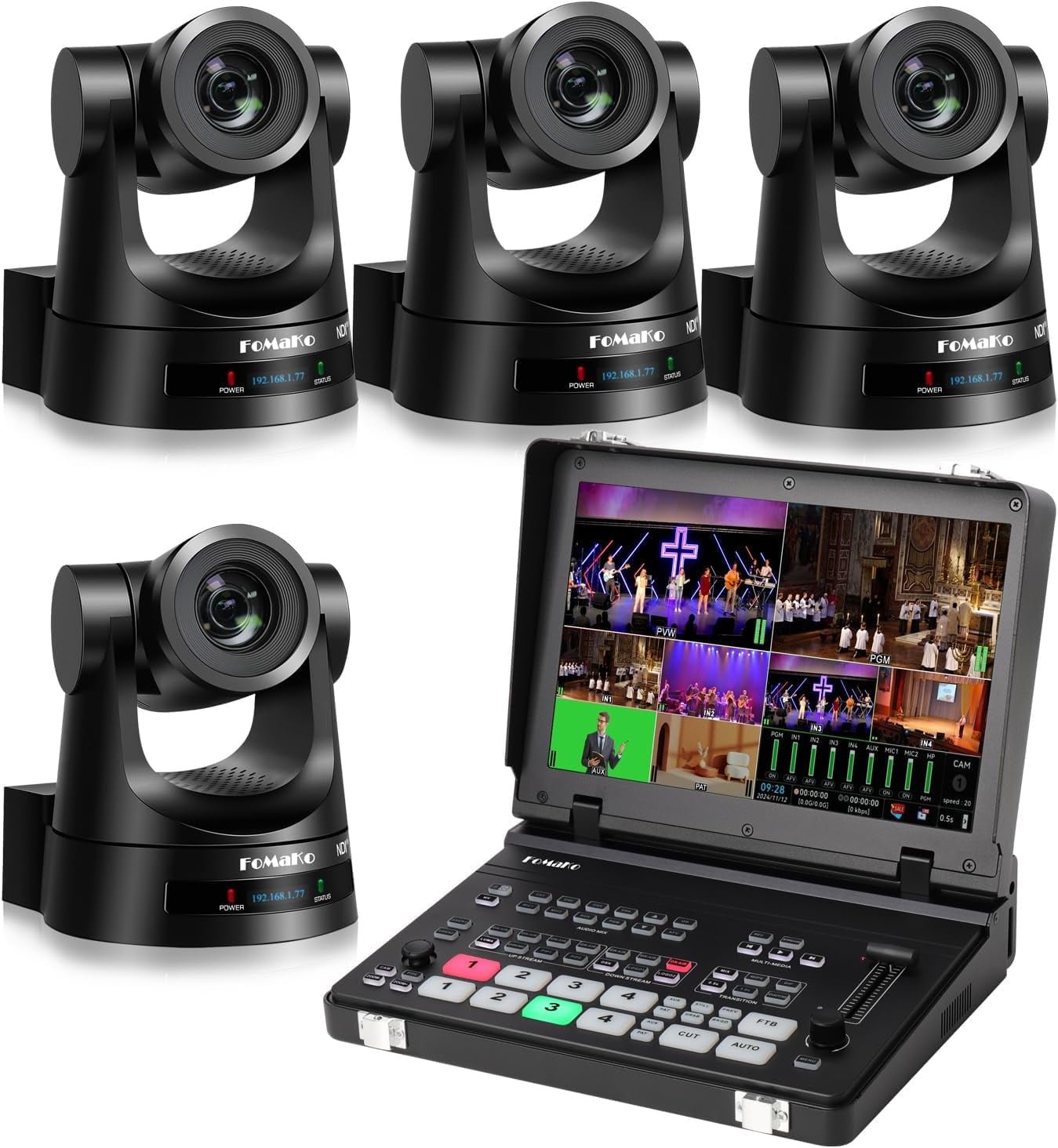 FoMaKo NDI PTZ Camera,30X Optical Zoom,AI Auto Tracking HDMI PTZ Camera ...