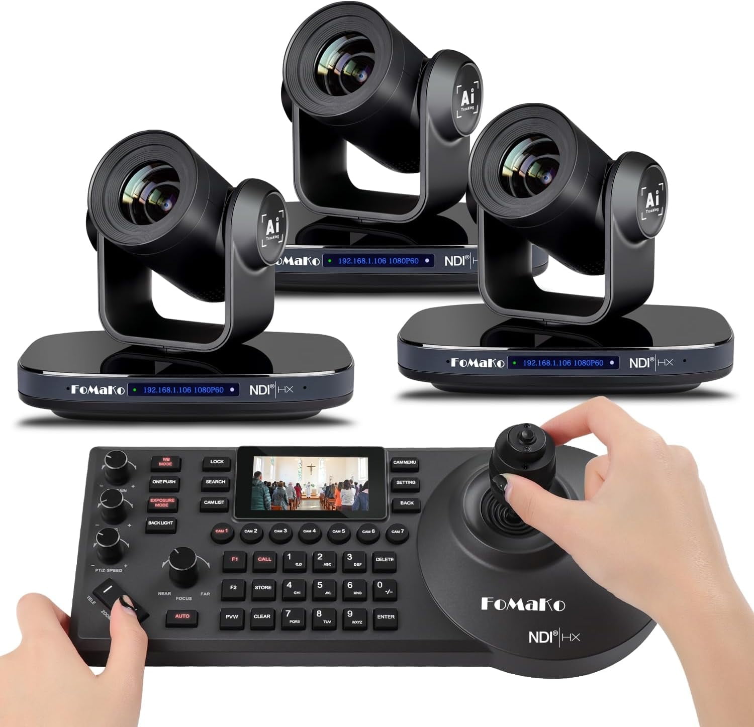 FoMaKo NDI PTZ Camera HDMI AI Tracking PTZ Camera 30X Optical Zoom ...