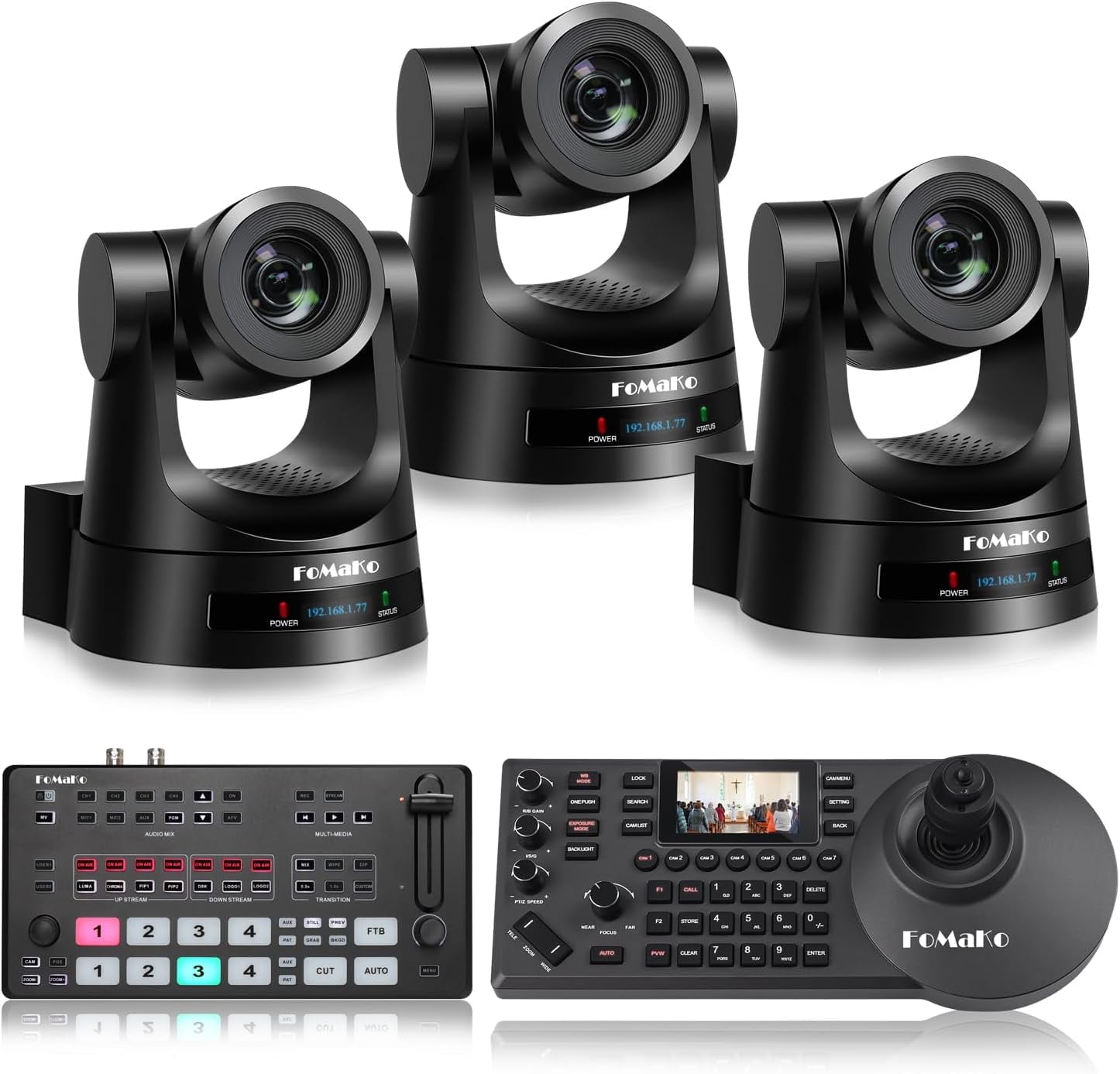 FoMaKo PTZ Camera 30X Optical Zoom HDMI PTZ Bundle with video switcher ...