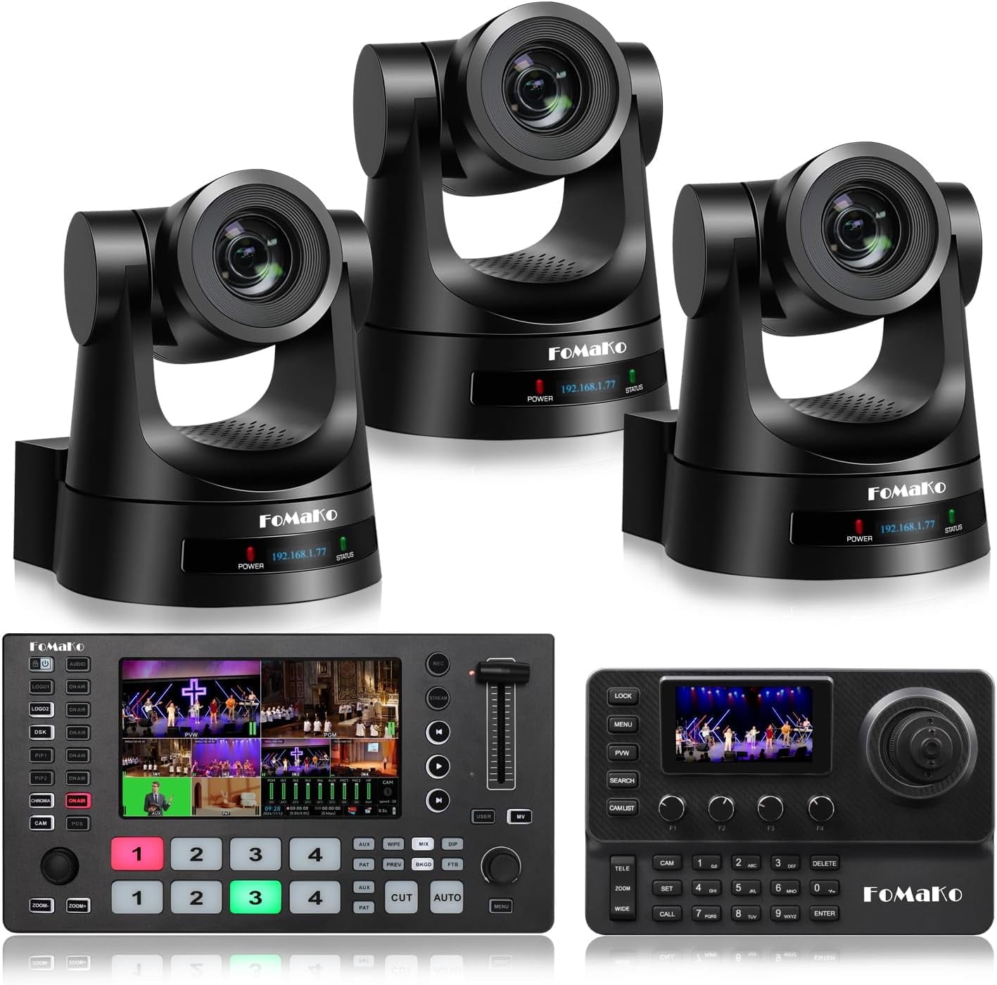 FoMaKo PTZ Camera HDMI AI Auto Tracking,20x Optical Zoom(3pcs), kC606 PTZ Controller, M3 Video ...