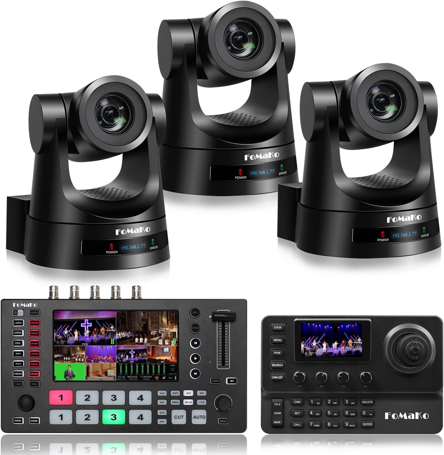 FoMaKo PTZ Camera HDMI AI Auto Tracking,20x Optical Zoom(3pcs), kC606 ...