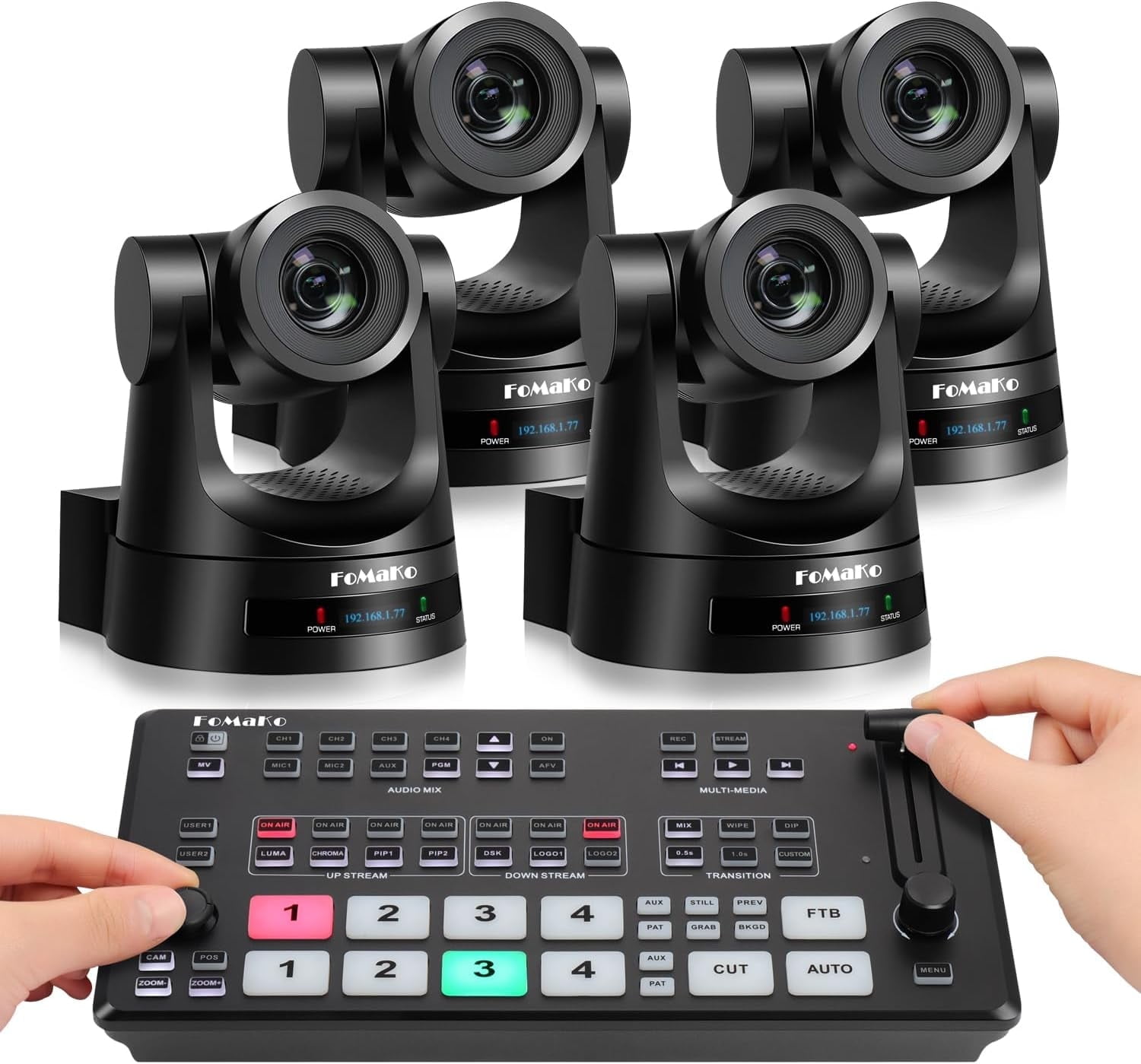 FoMaKo PTZ Camera, HDMI AI Auto Tracking 20x Optical Zoom(4pcs)+M2 ...