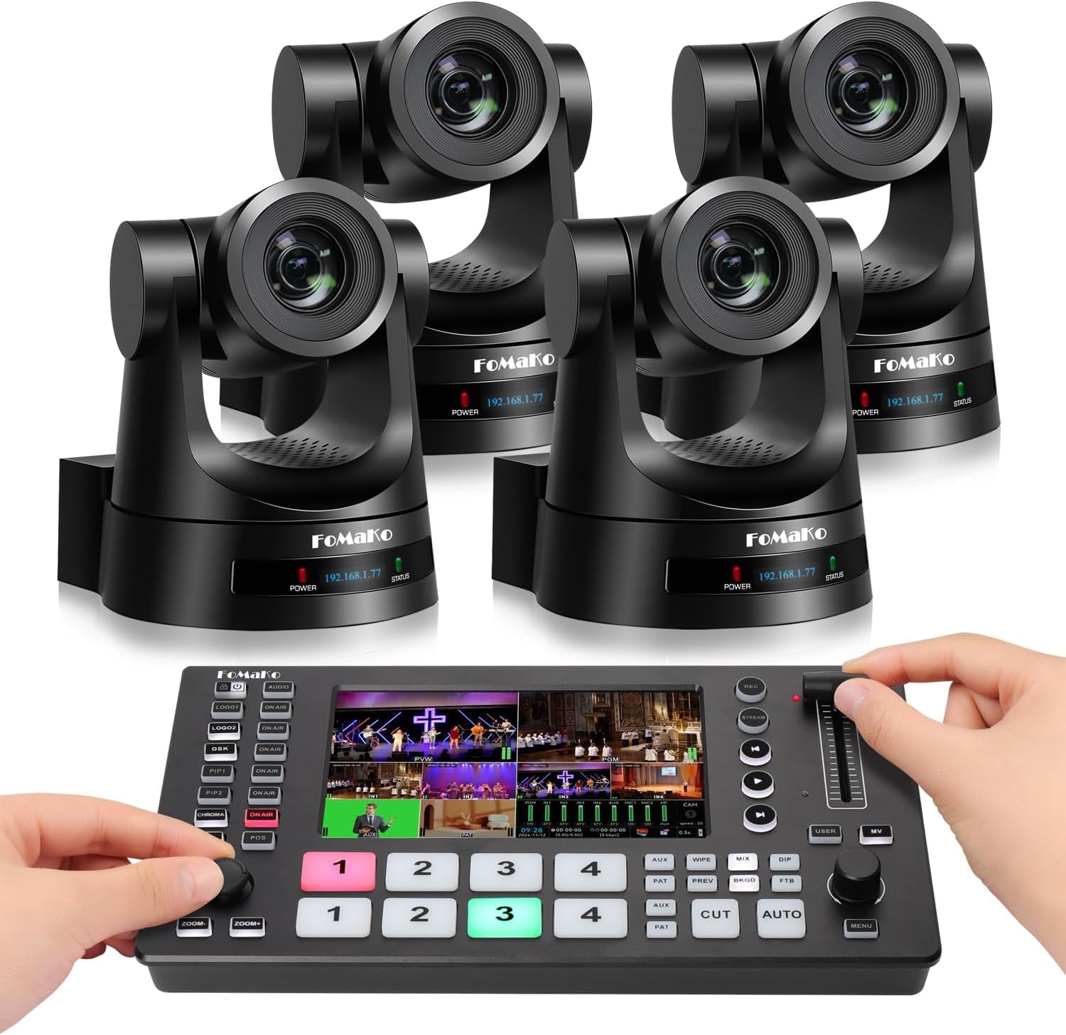 FoMaKo PTZ Camera, HDMI AI Auto Tracking 20x Optical Zoom(4pcs)+M3 ...