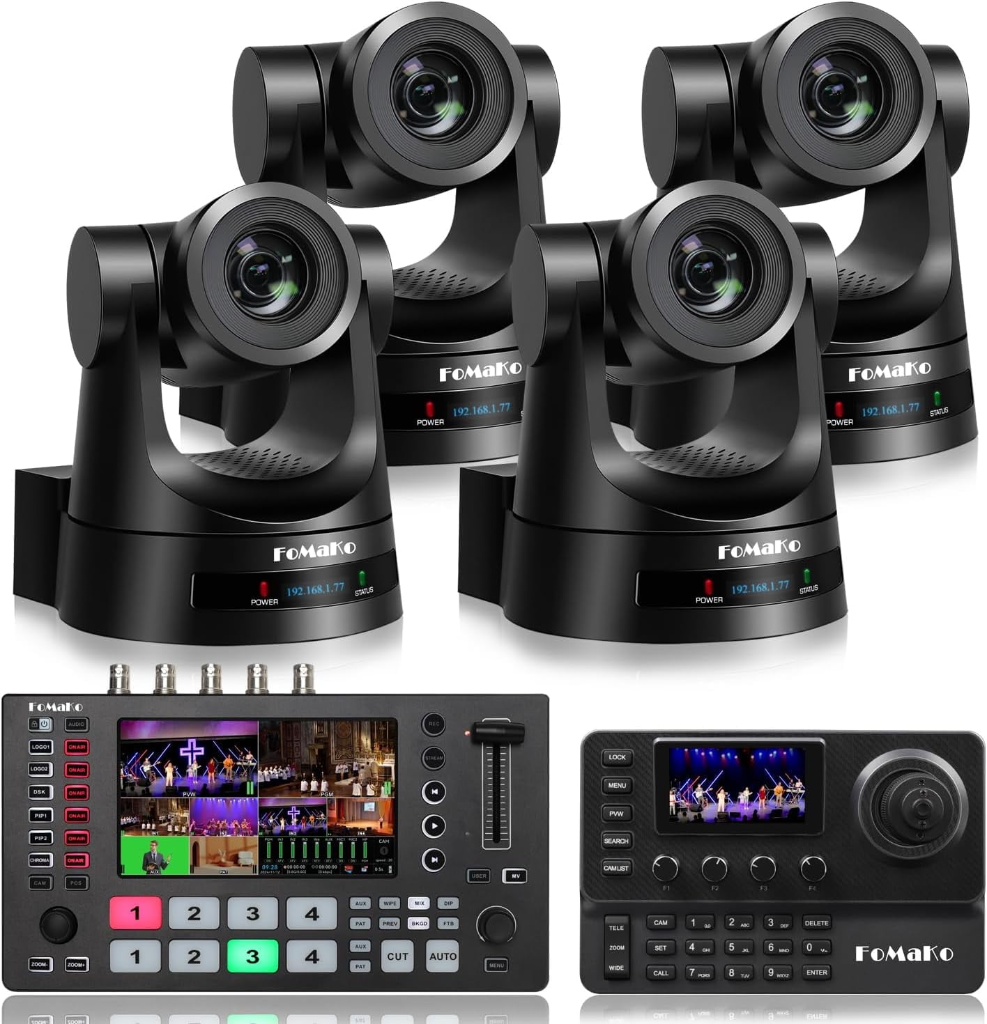 FoMaKo PTZ Camera HDMI AI Auto Tracking,20x Optical Zoom(4pcs), kC606 ...