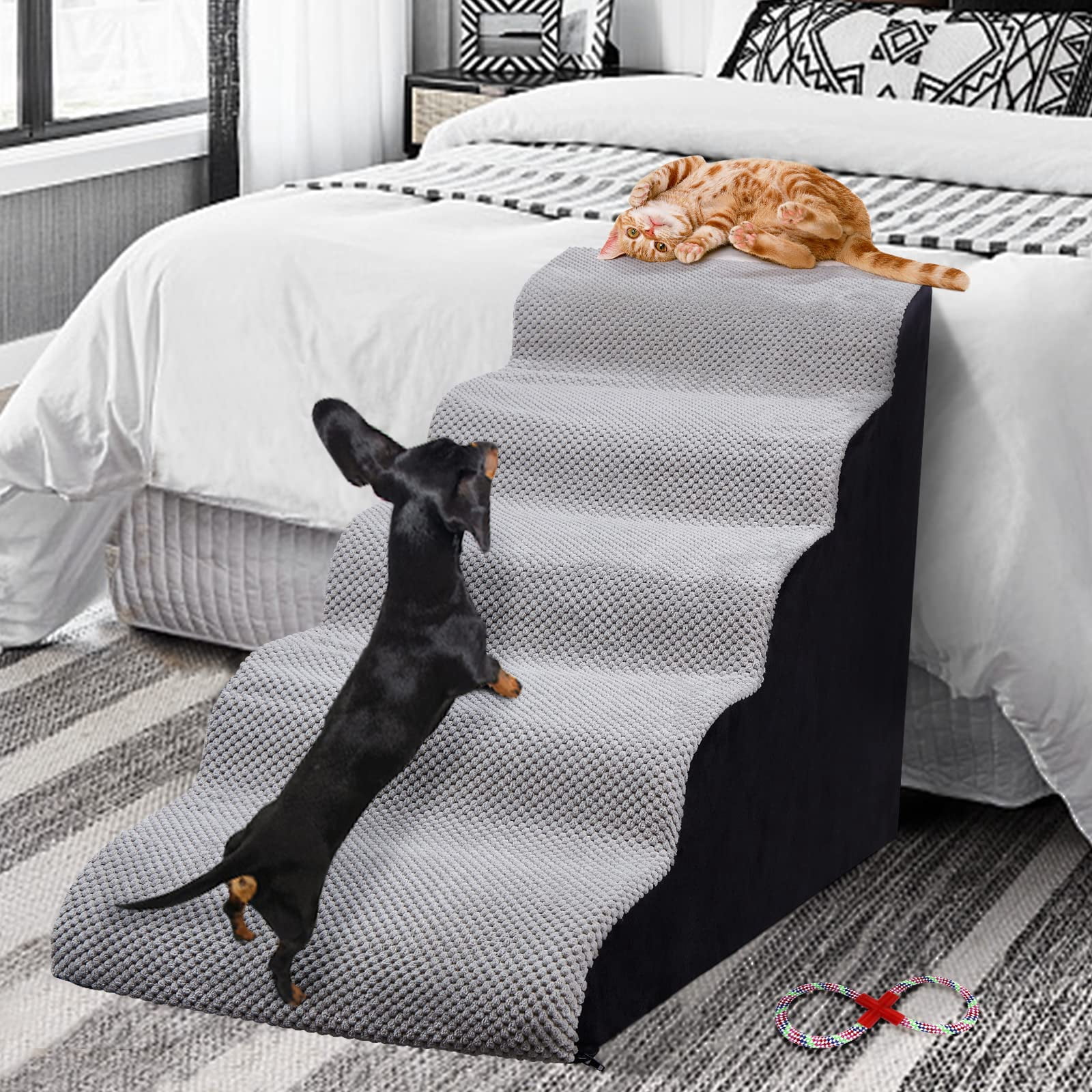 Foam 5 Tier Dog DHF10 Steps&Stairs for High Beds 25 inches High, Tall ...