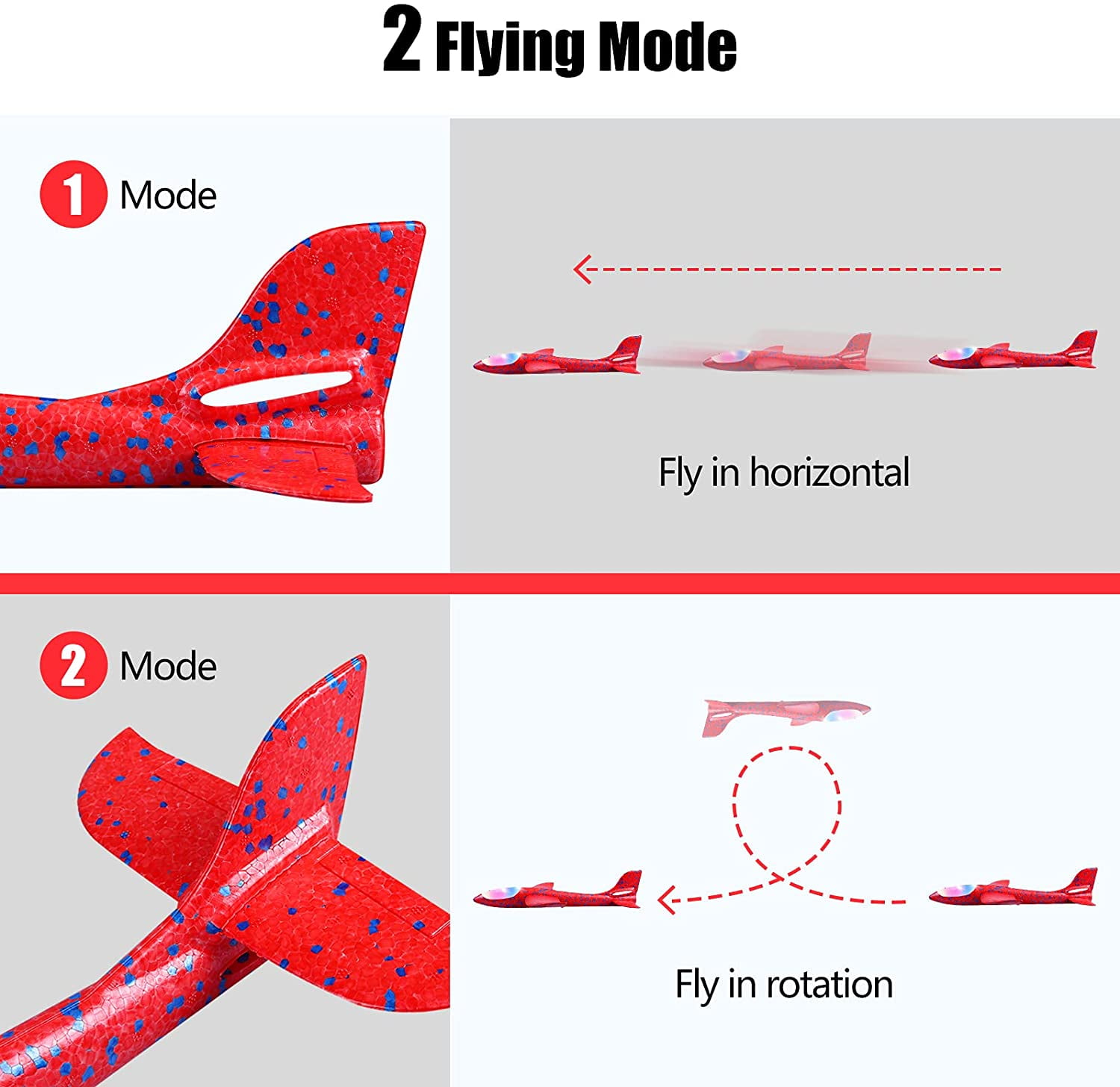 Foam Airplanes for Kids, Large Throwing Foam Plane, 2 Flight Mode ...