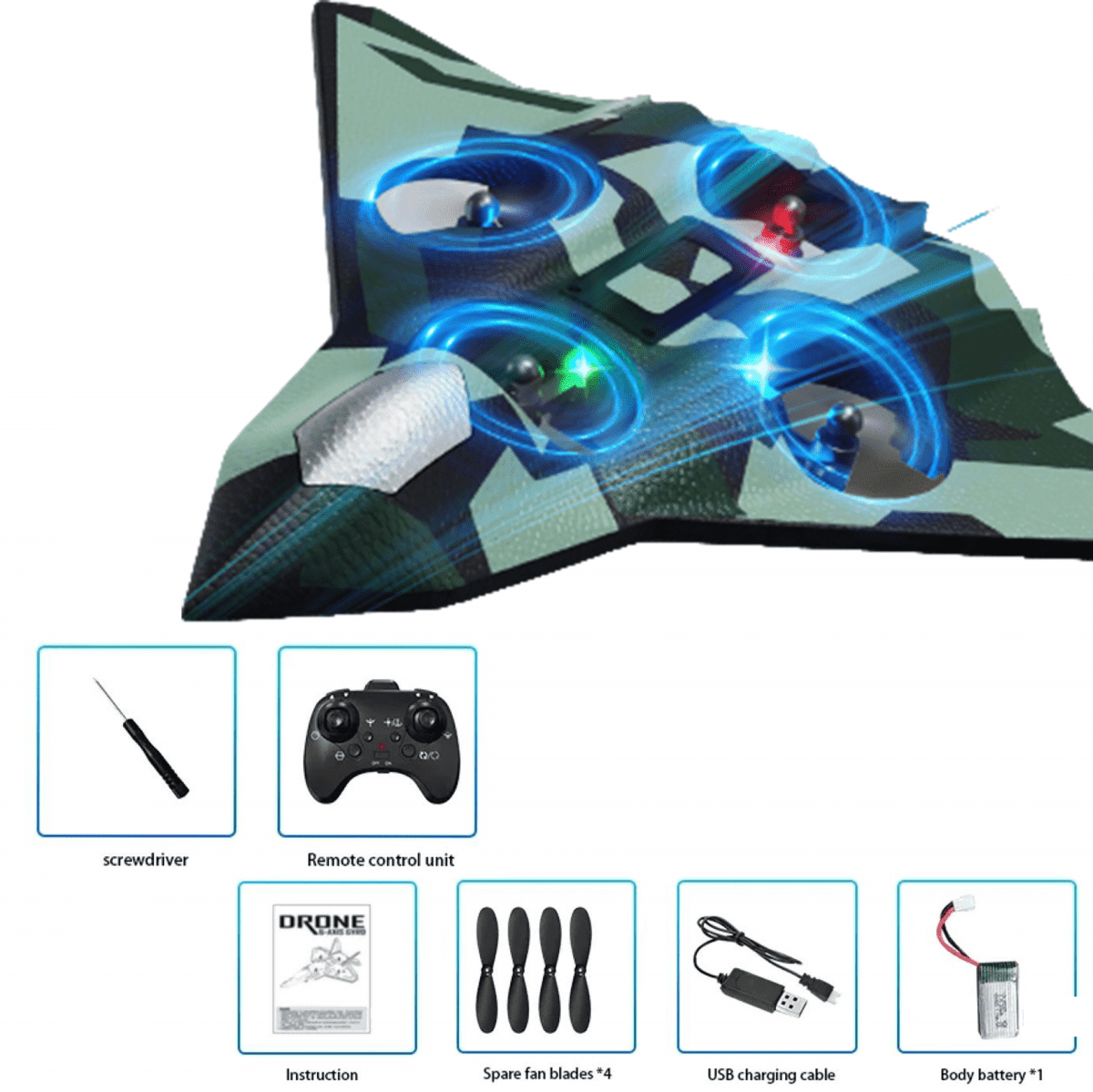 Foam Airplanes for Kids-RC Plane with Light, 360° Flip Remote Control ...
