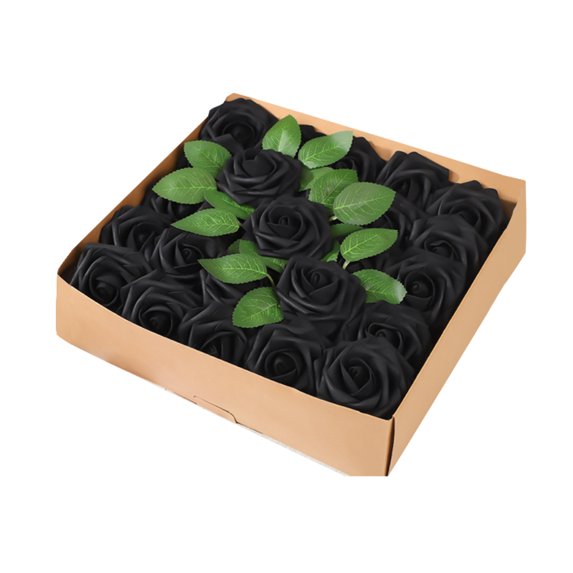 Foam Artificial Rose Heads With Stems And Leaves 25Pcs, Soft Foamed ...