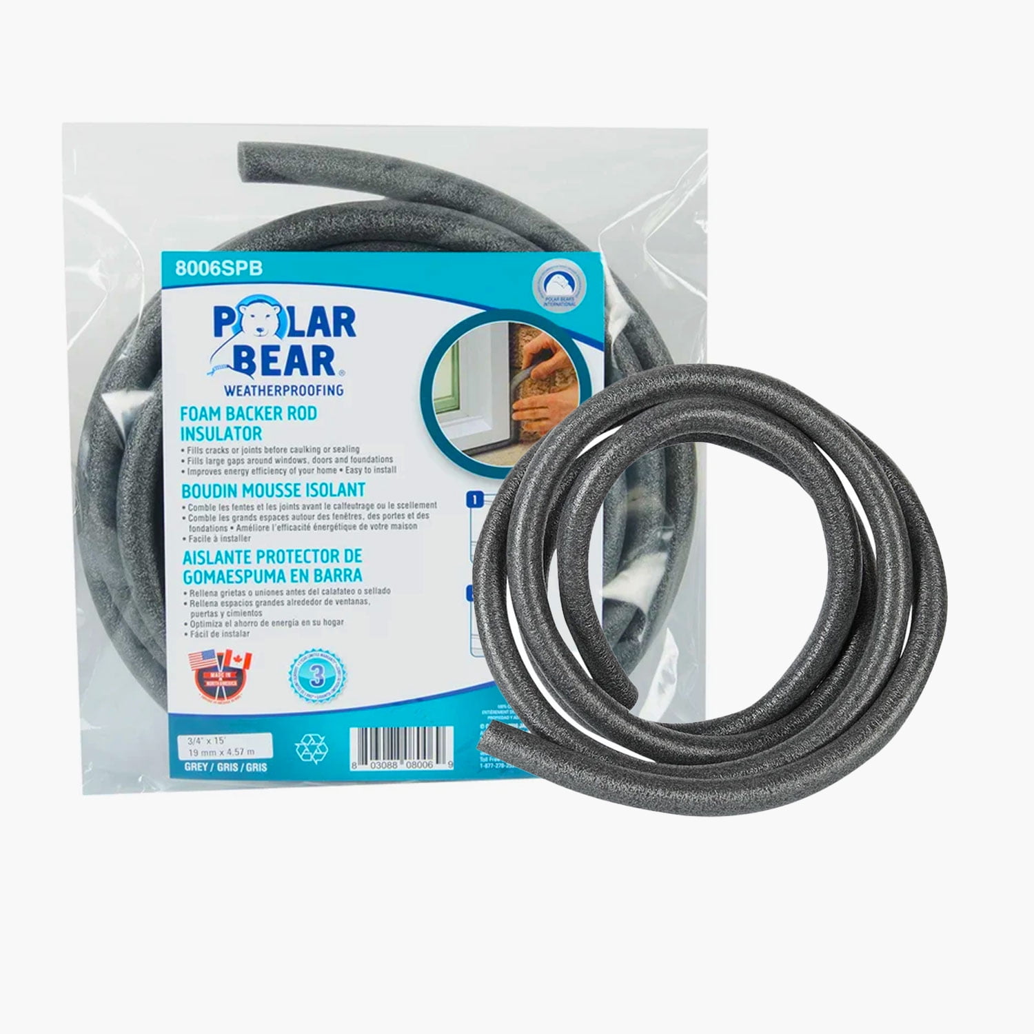 Foam Backer Rod Insulation | Polar Bear Weather Stripping - Walmart.com