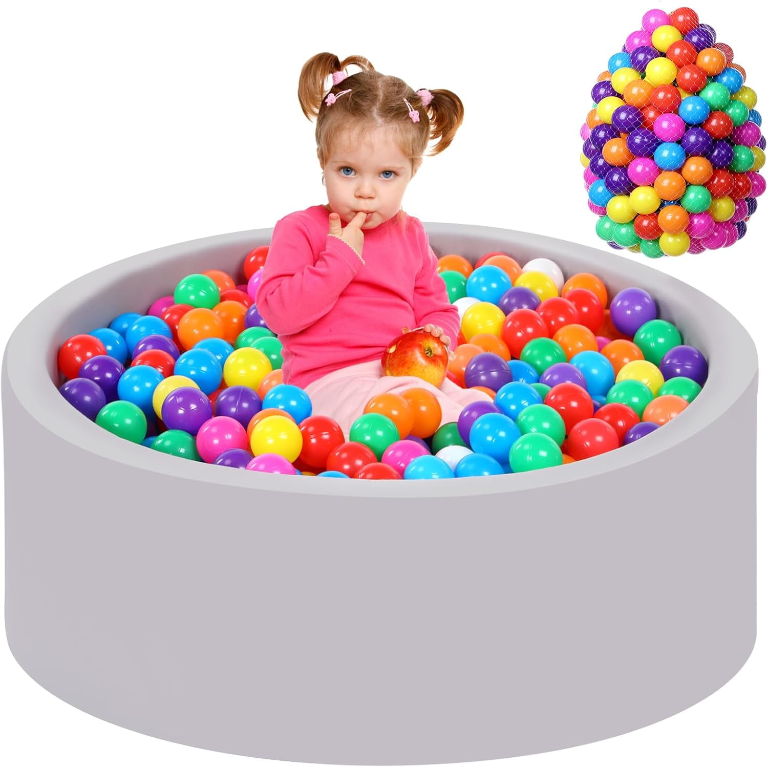 Foam Ball Pit for Toddlers with 200 Balls, Large Baby Ball Pit for Babies with Soft Memory ...