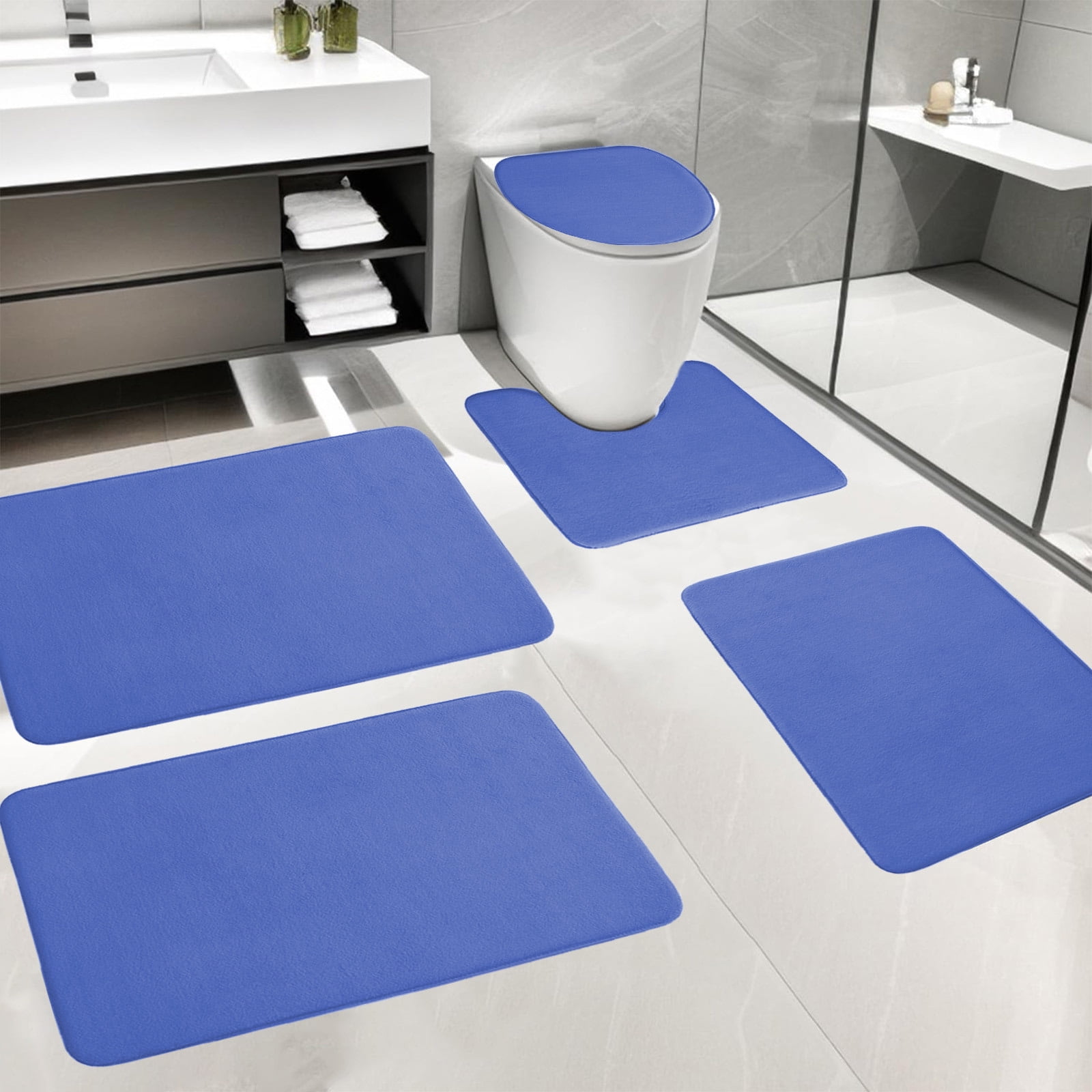 Foam Bath Mat 5 Set Bathroom Rugs, Soft Comfort Water Absorption ...