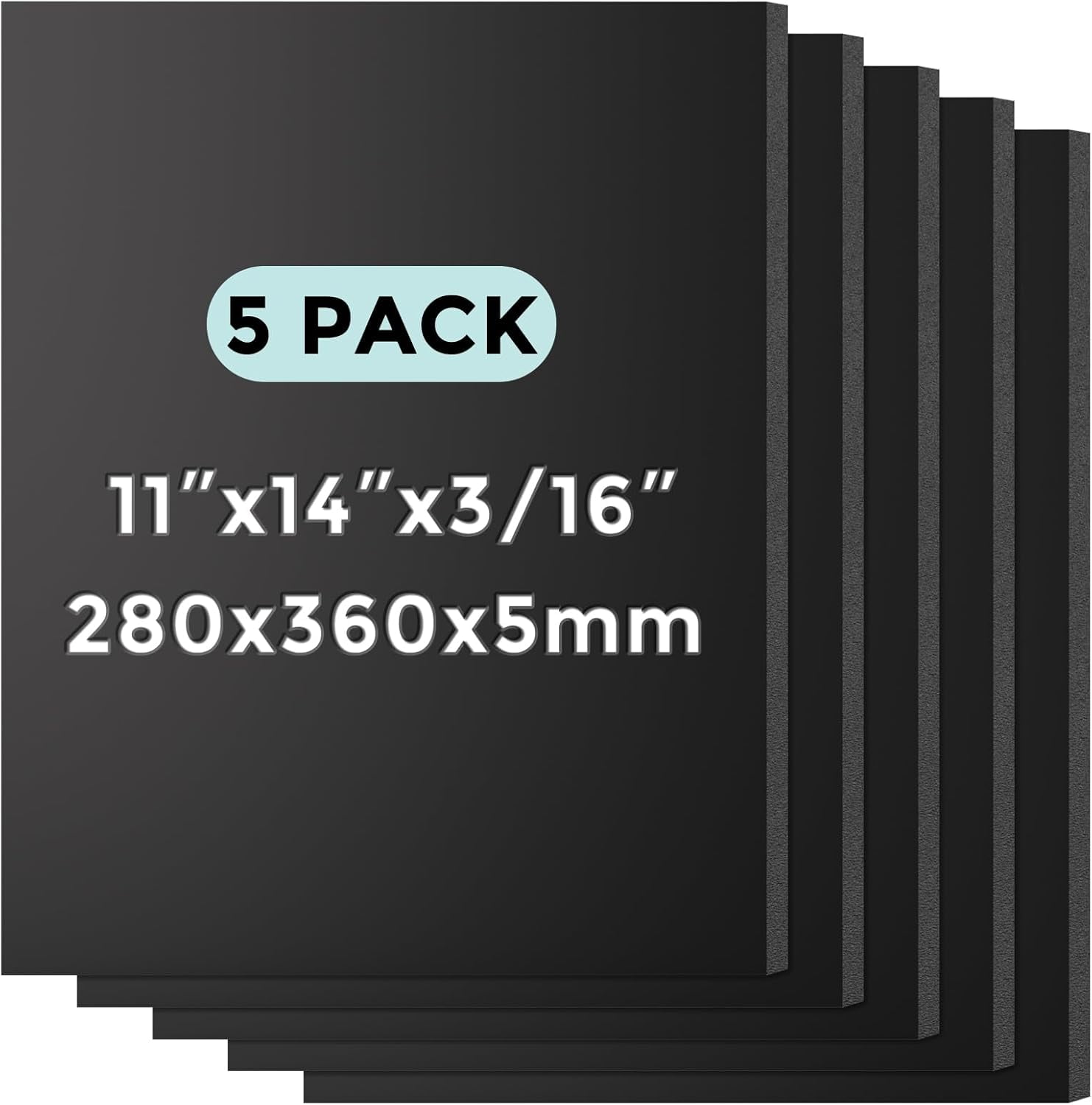 Foam Board, 11" x 14" x 3/16" Black Foam Board, 5 Pack Presentation Foam Core Board for Projects ...
