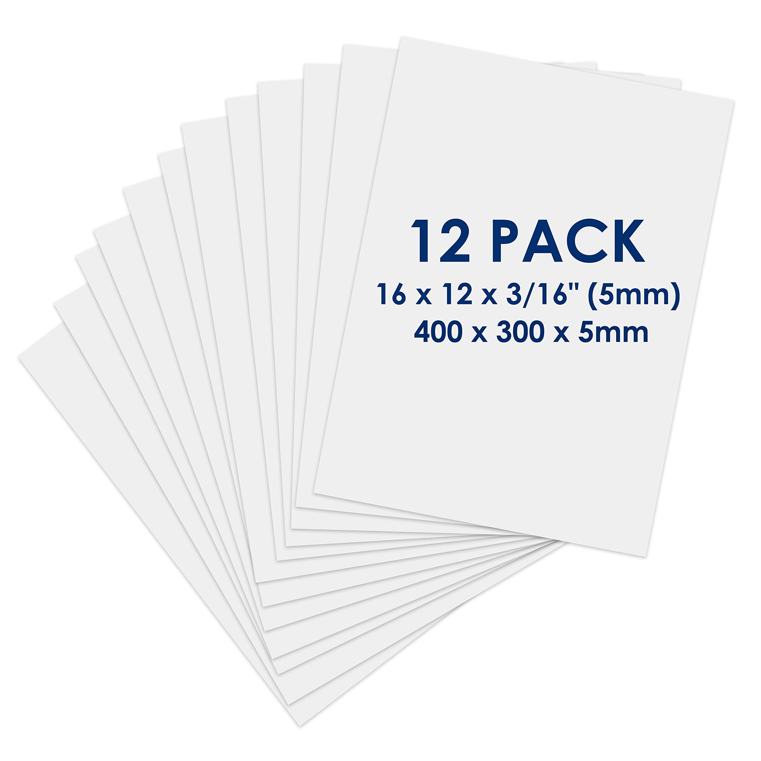 Foam Board 12 x 16 x 3/16" - Premium 12 Pack - White Poster Board, Acid Free, Double Sided ...