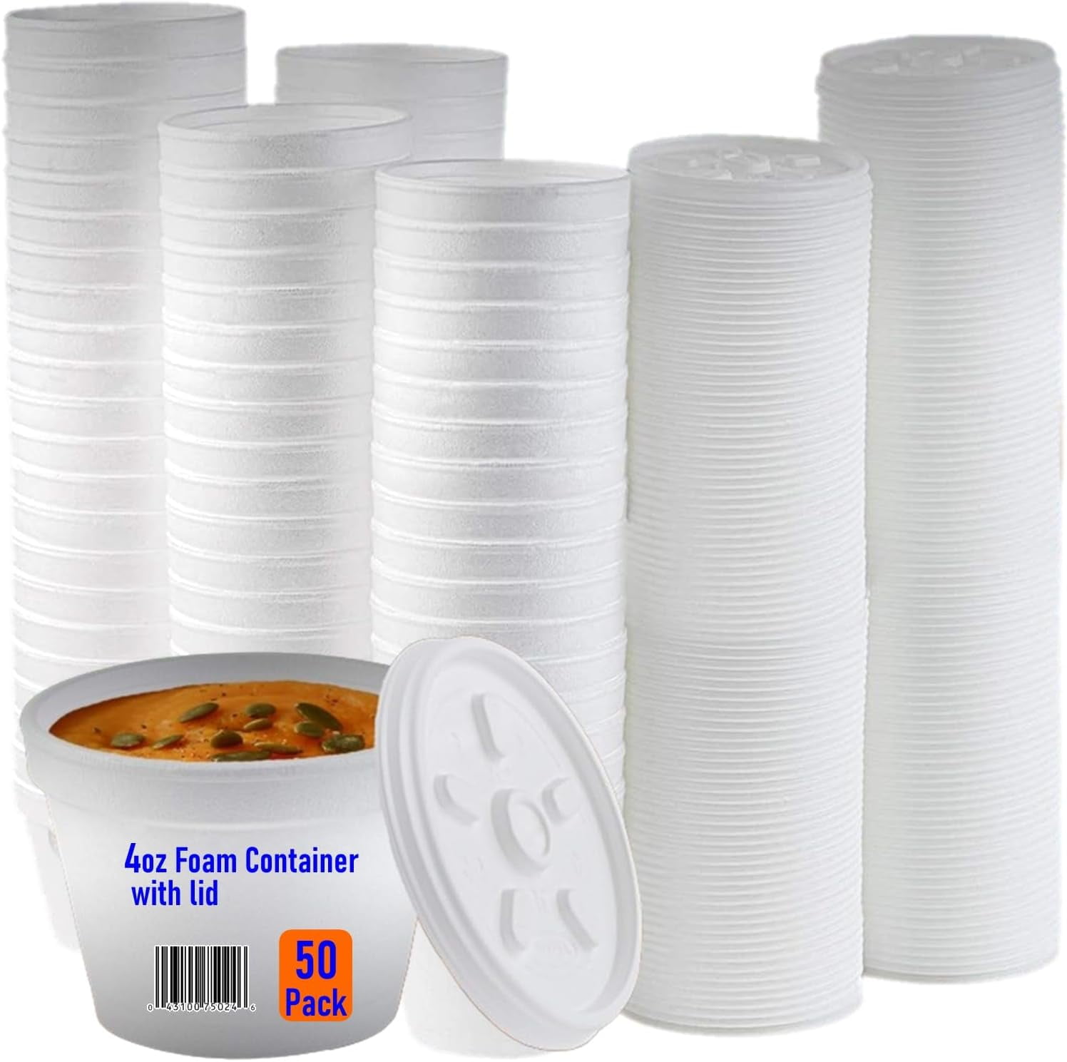 Foam Bowl with Lid for Hot and Cold Foods – 4 Ounce Disposable Soup ...