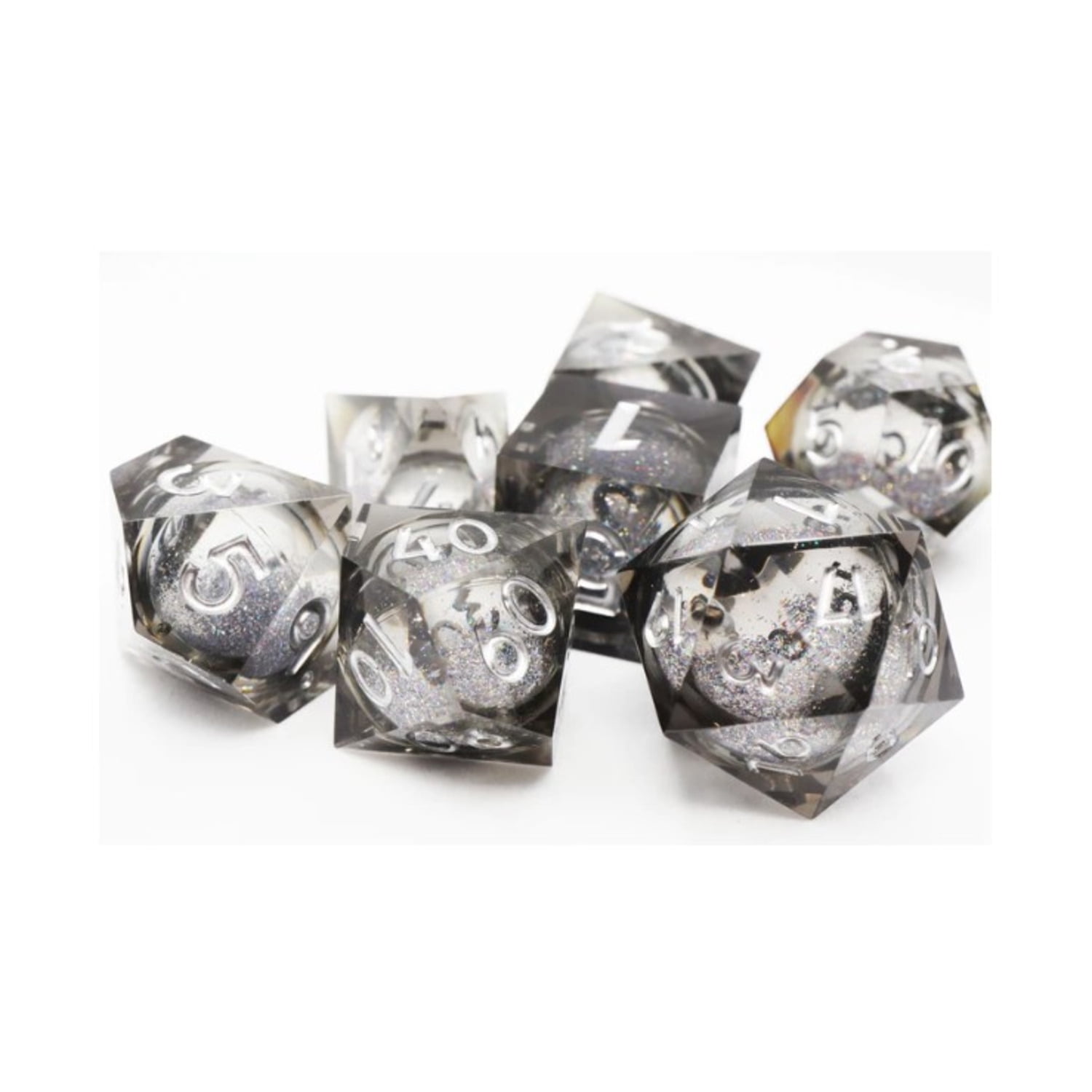 Foam Brain Games Sharp Edge Liquid Core Poly Set - Black w/Silver (7 ...