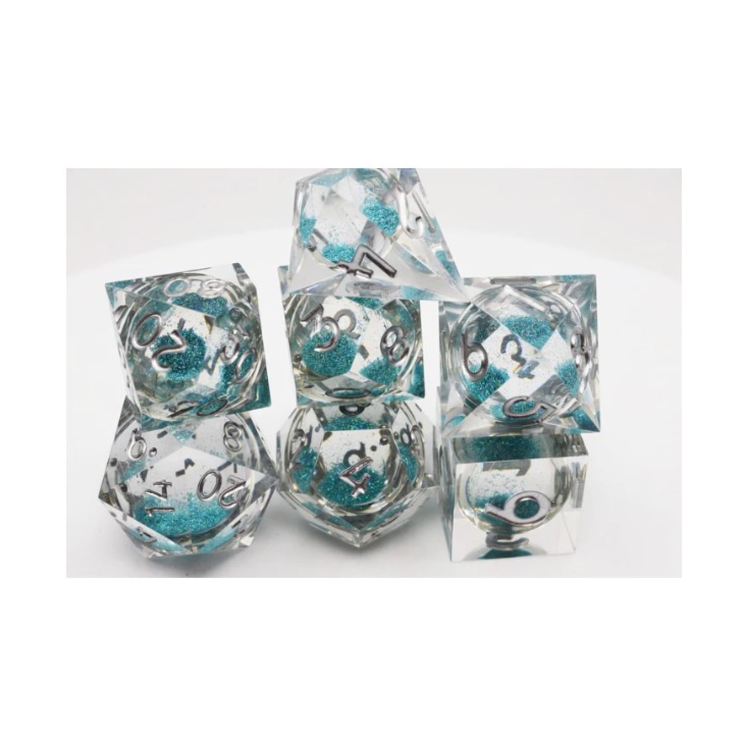 Foam Brain Games Sharp Edge Liquid Core Poly Set - Sky Blue w/Silver (7 ...