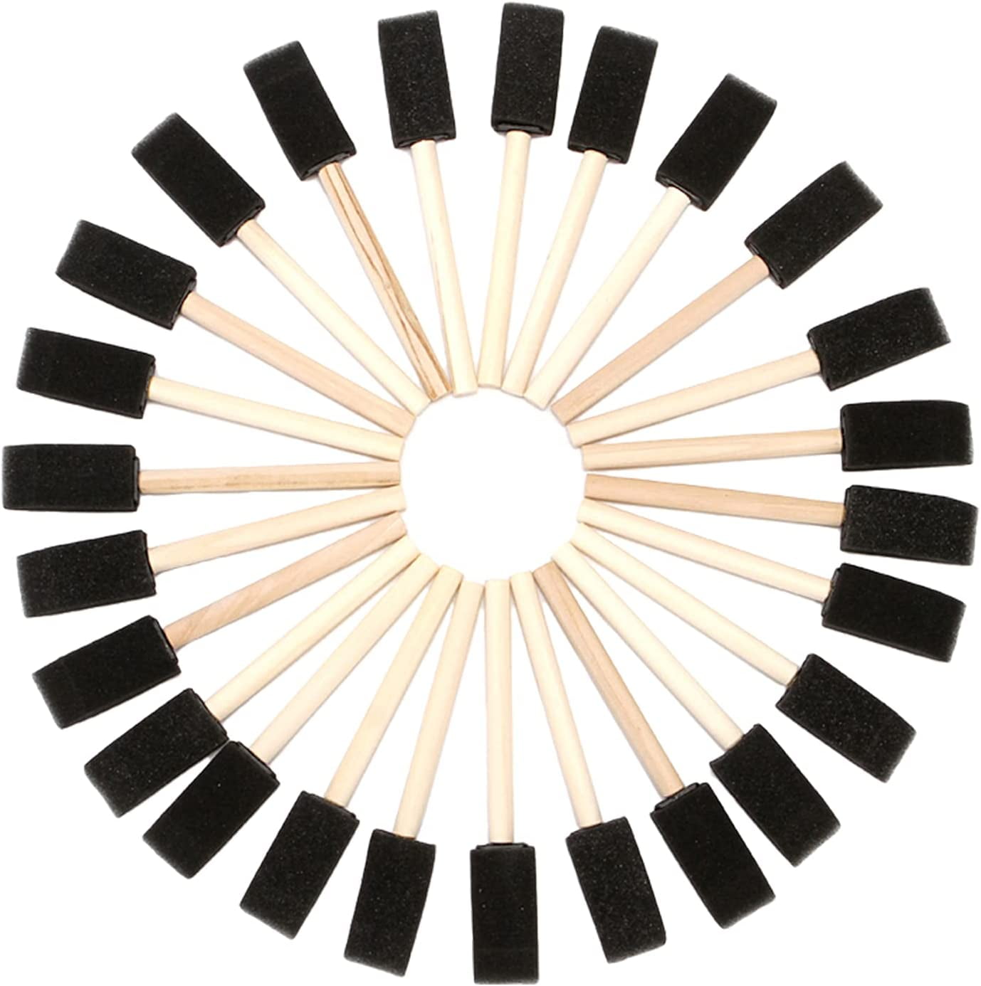 Foam Brush,25 Pieces 1-Inch Foam Brush Set Sponge Paint Brushes Wooden Handle Lightweight for ...