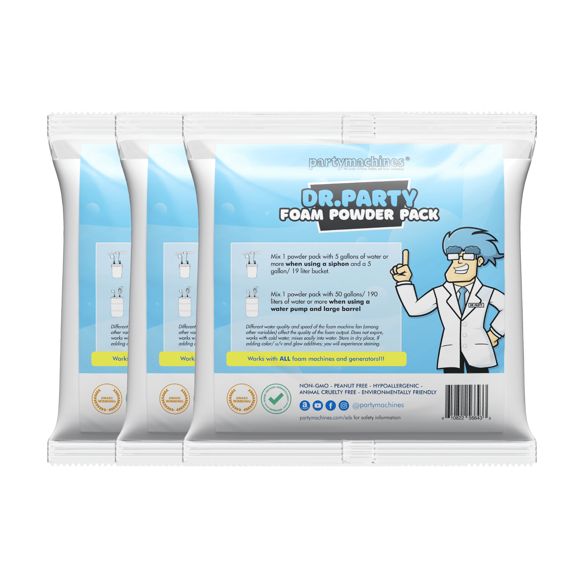 Partymachines 3-Pack Foam Powder Makes up to 360 Gallons of Foam ...