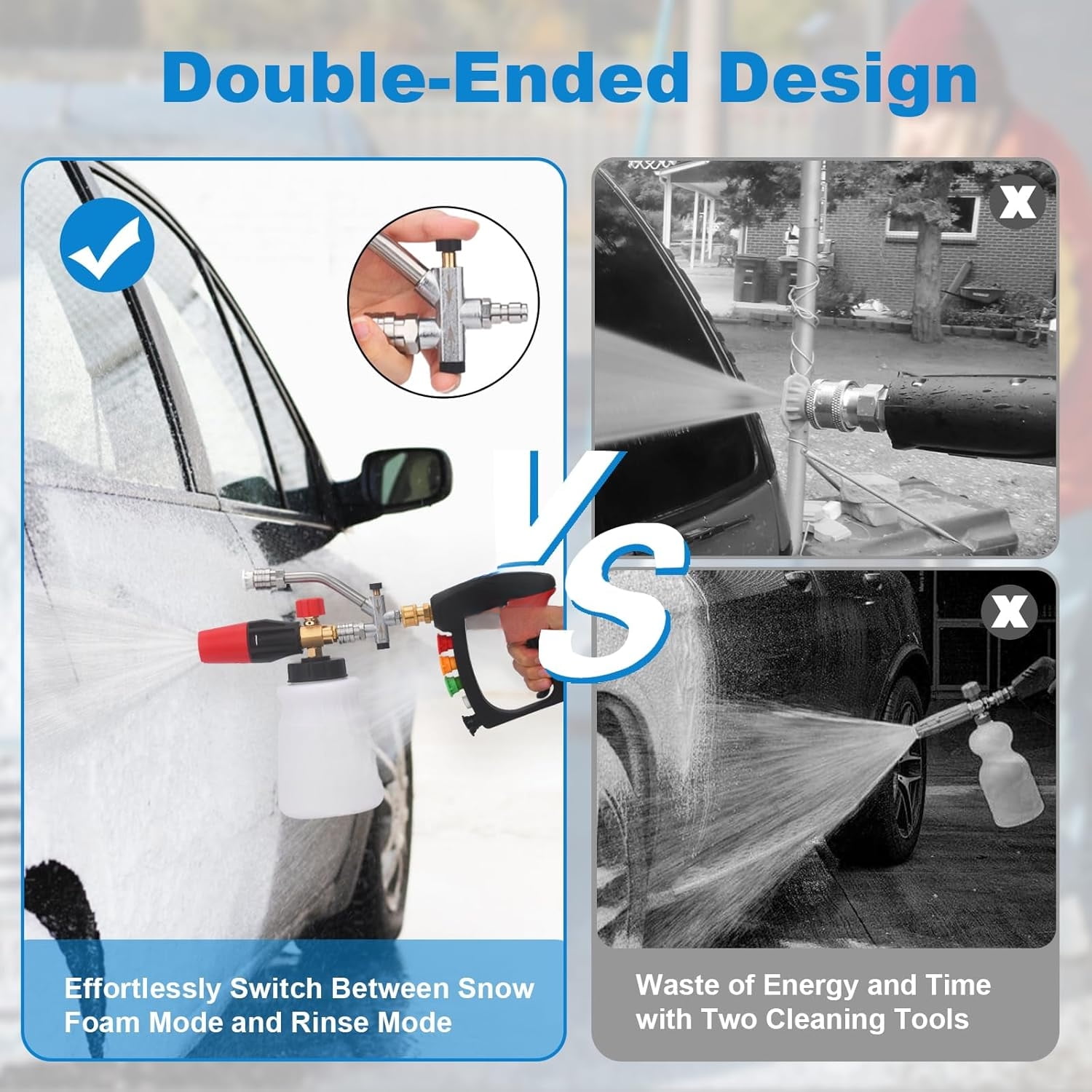 Foam Cannon Short Wand Pressure Washer Gun, 1/4" Quick Connect, Dual ...
