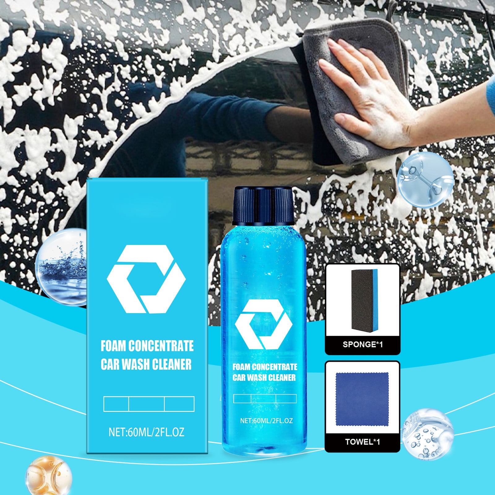 Foam Car Wash Detergent, Car Paint Maintenance, 60ml Concentrate, Eco-Friendly Formula, for ...