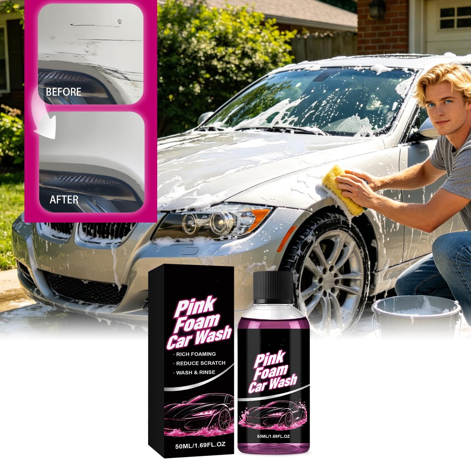 Foam Car Wash Liquid 50ml, Dense Foam Cleaning Solution for Vehicle ...