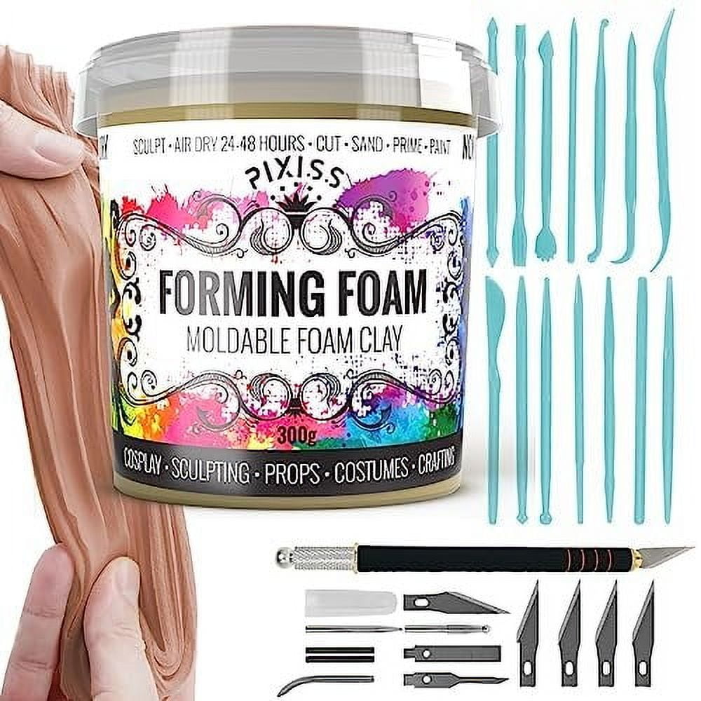 Foam Clay Sculpting Foam for Cosplay 300 Gram Beige, 14 Sculpting Tools ...