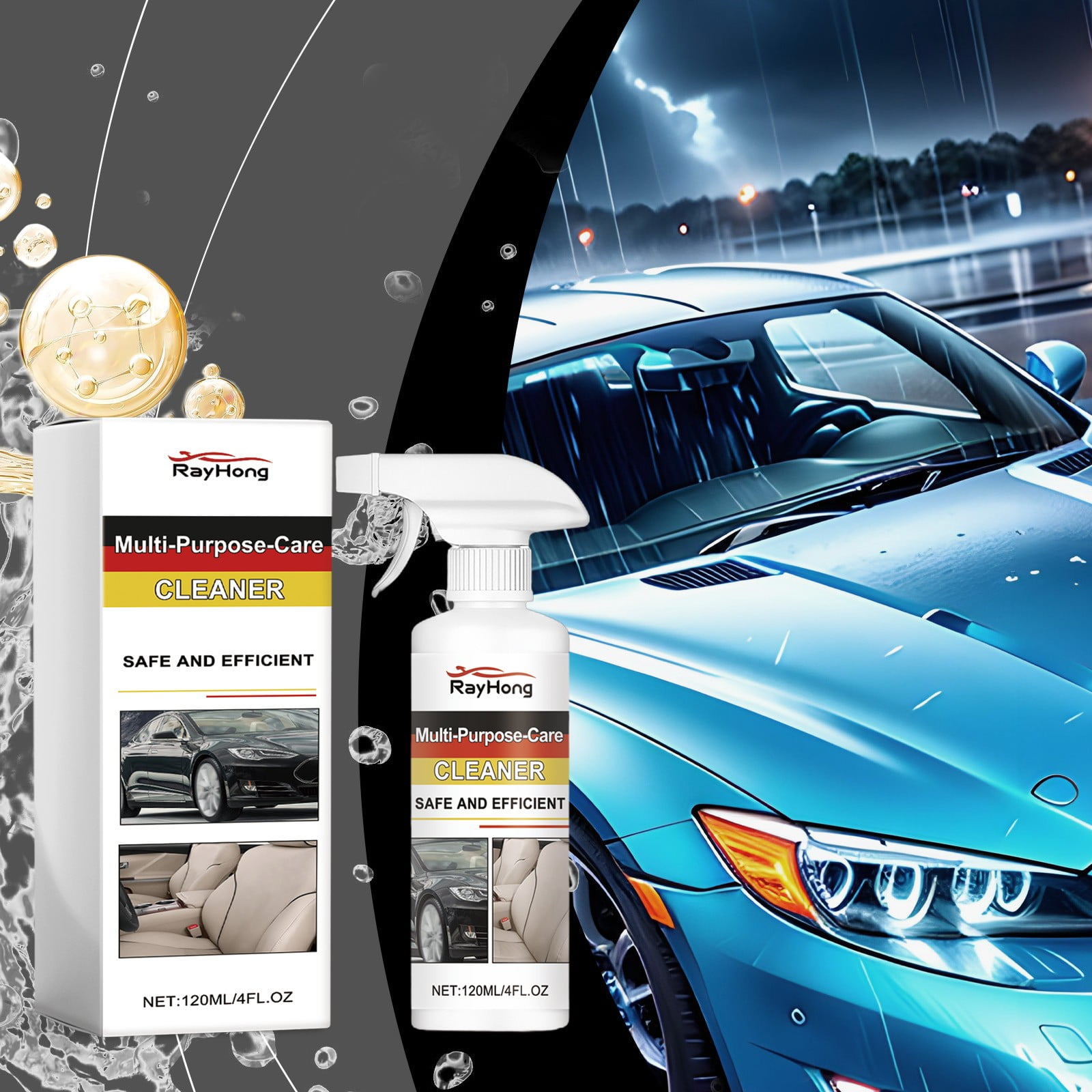 Foam Cleaner, Leather Surface Sanitizer, Strong Decontamination, 120ml Size for Car Seats ...