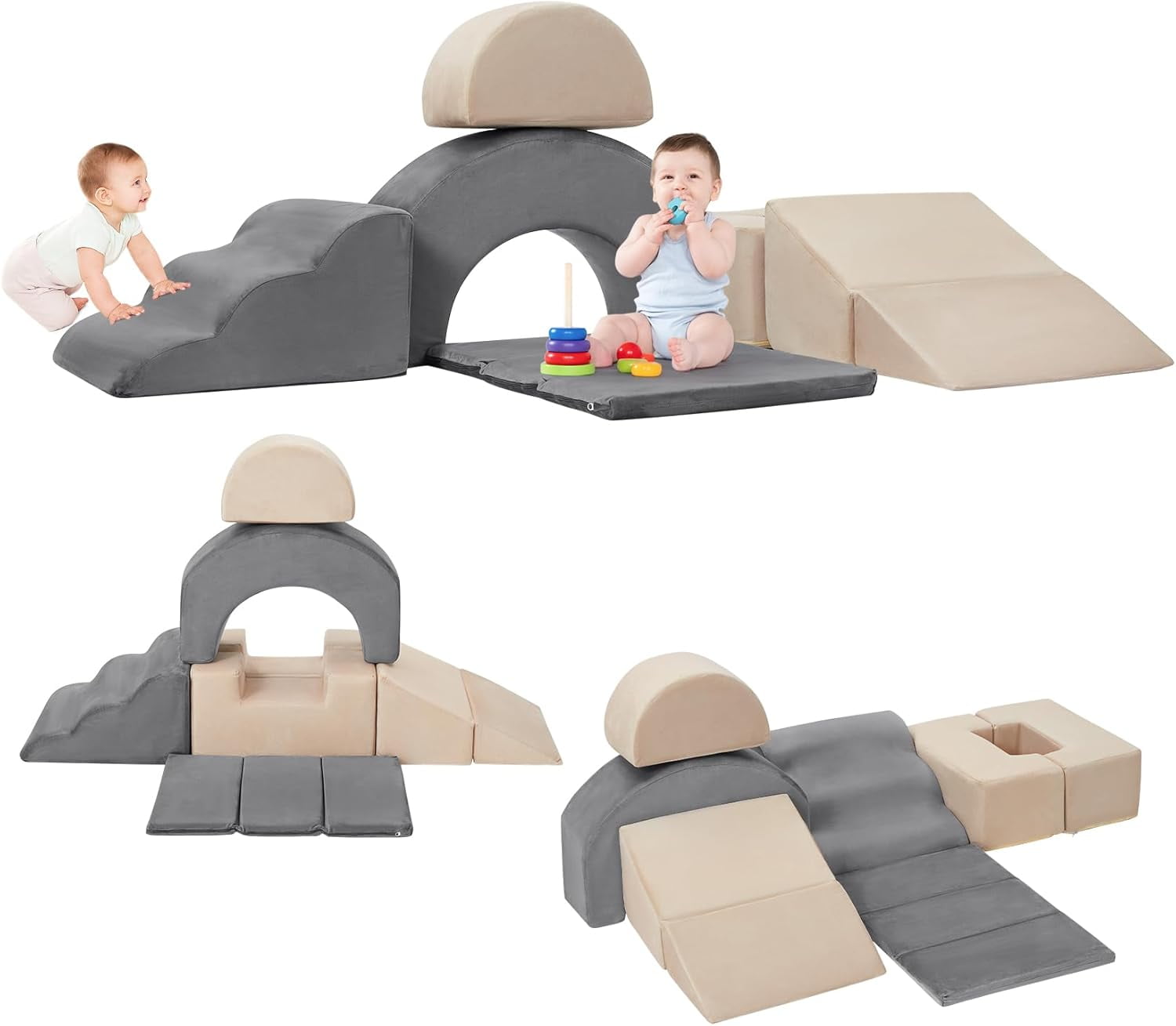 Foam Climbing Blocks Playset for Toddlers, 7pcs Soft Foam Building ...
