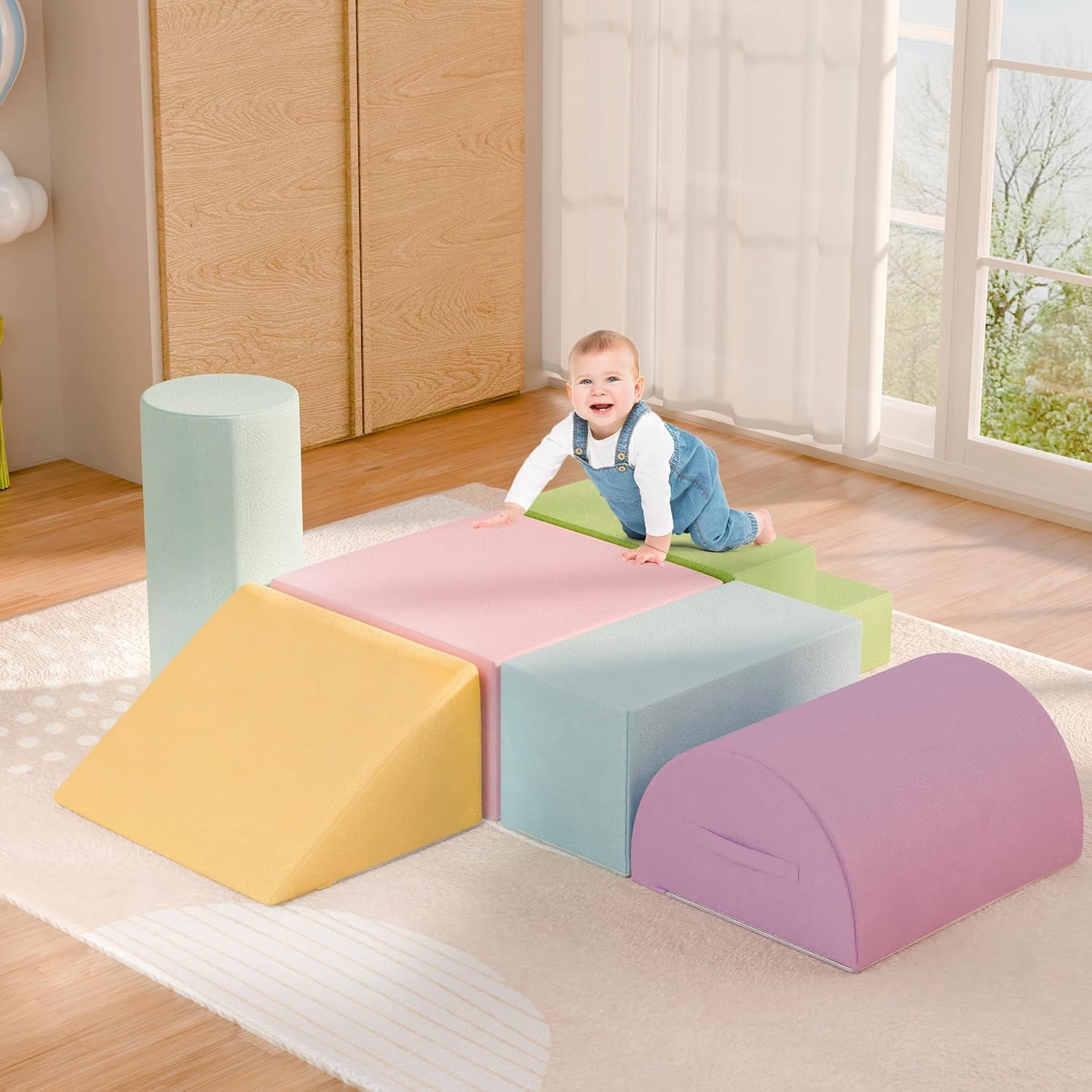 Foam Climbing Blocks for Toddlers, 6-Piece Kids Soft Play Climbing with ...