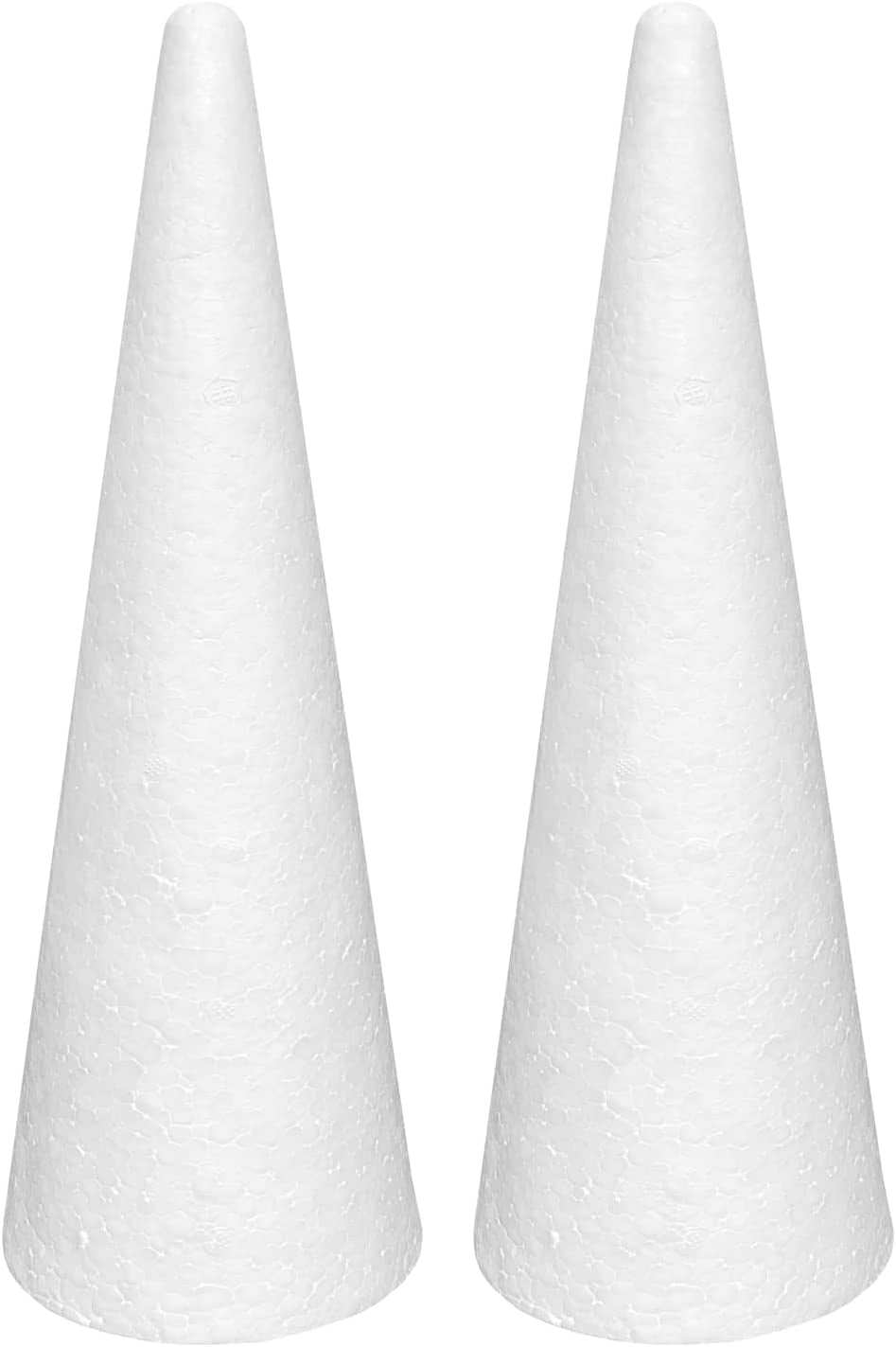 Foam Cones for DIY Arts and Crafts (4.65 x 15.7 in, 2 Pack), White ...