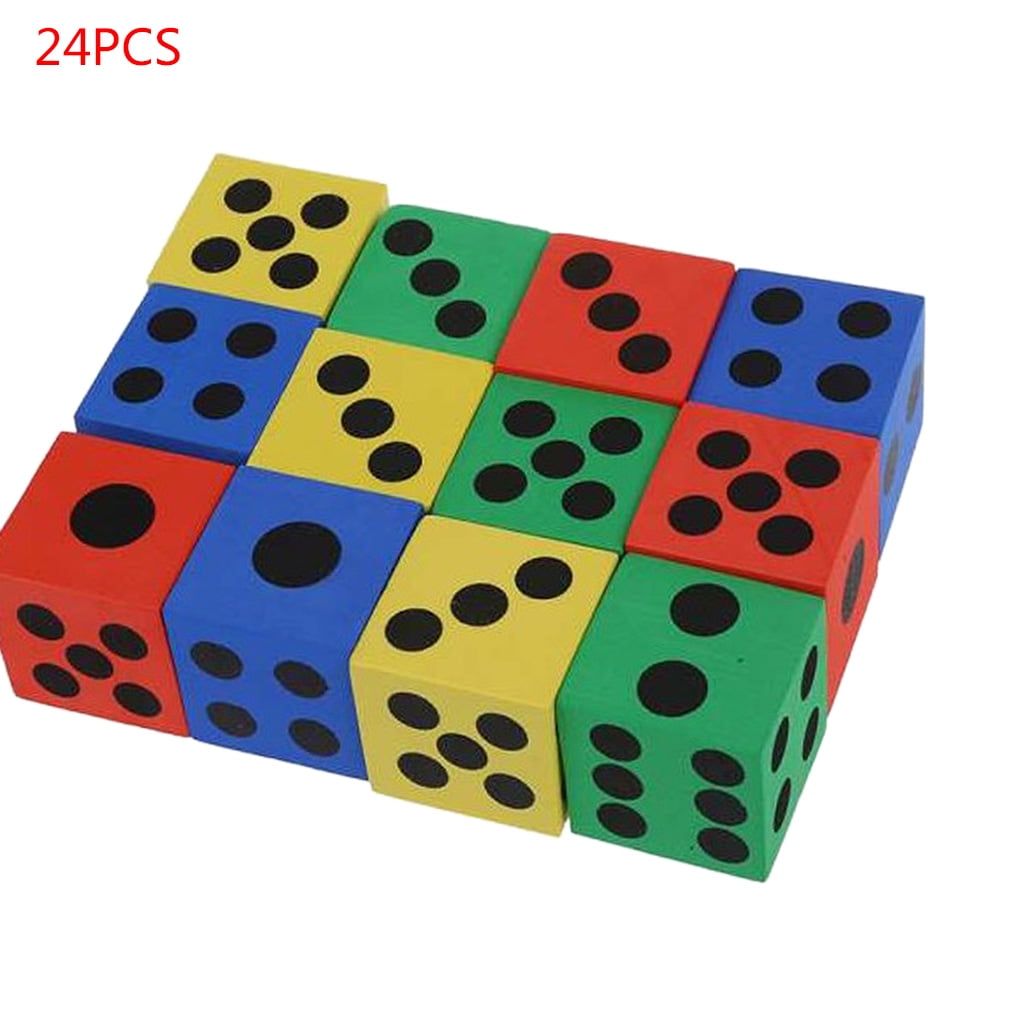 Foam Dice Set - 24 Pack of Assorted Colorful Big Square Blocks ...