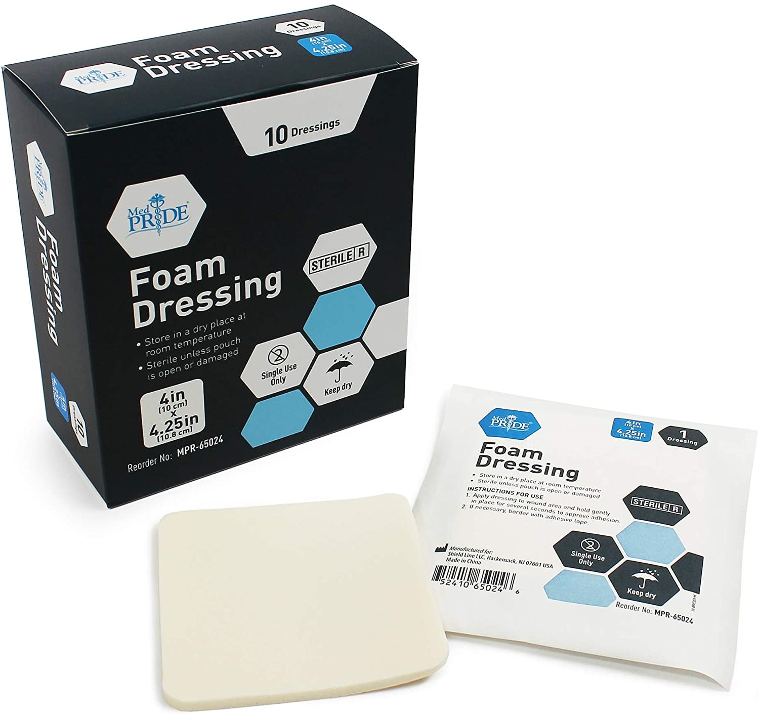 Foam Dressings - 10 Pack, 4x4.25 Inches | Sterile, Hydrophilic Pads for ...