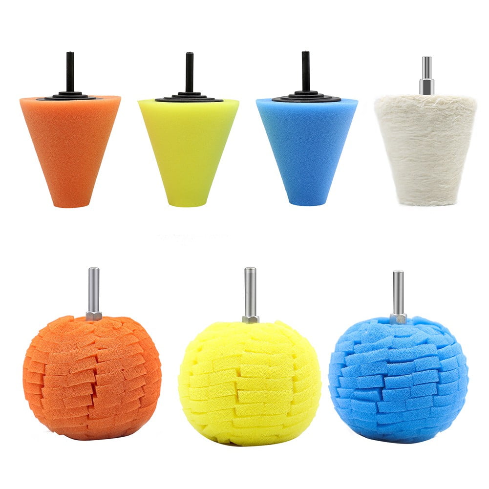 Foam Drill Polishing Cone Ball Pads Kit Car Hub Waxing Buffing Wheel ...