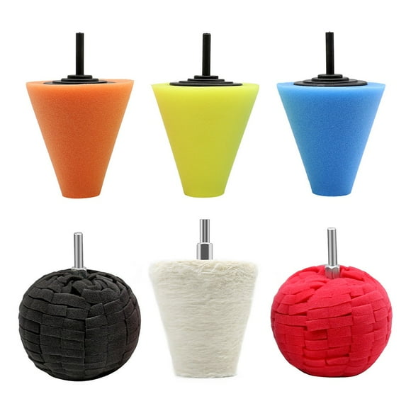 Foam Drill Polishing Cone Ball Pads Kit Car Hub Waxing Buffing Wheel ...