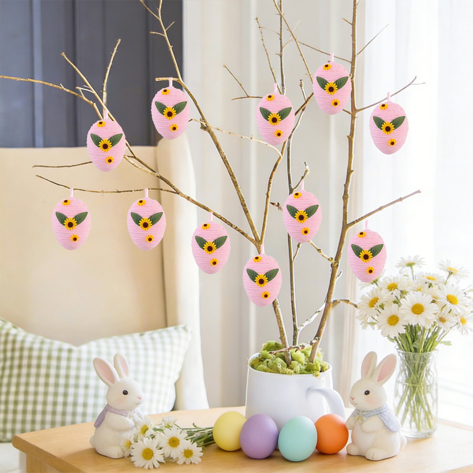 Foam Easter Egg Ornaments - Hanging Easter Eggs with String for Easter ...