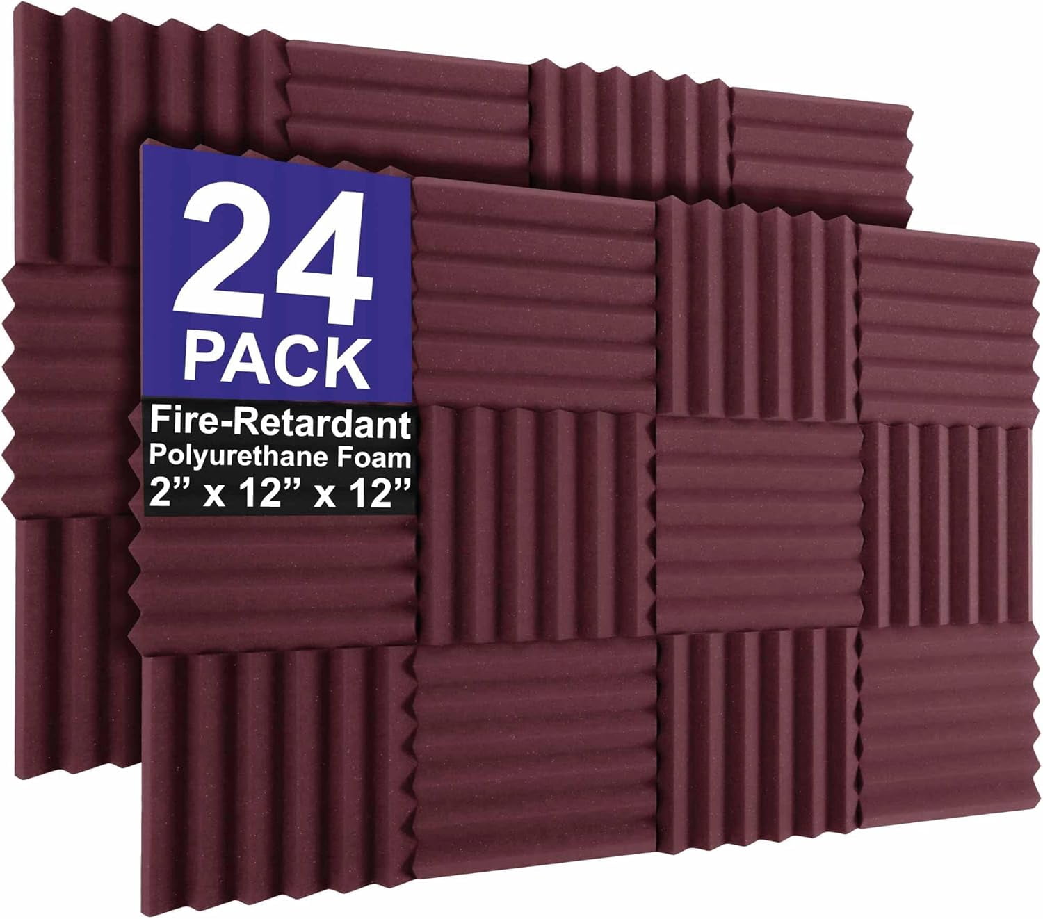 Foam Factory Inc 24 Pack Color Acoustic Foam Panel Studio Soundproofing ...