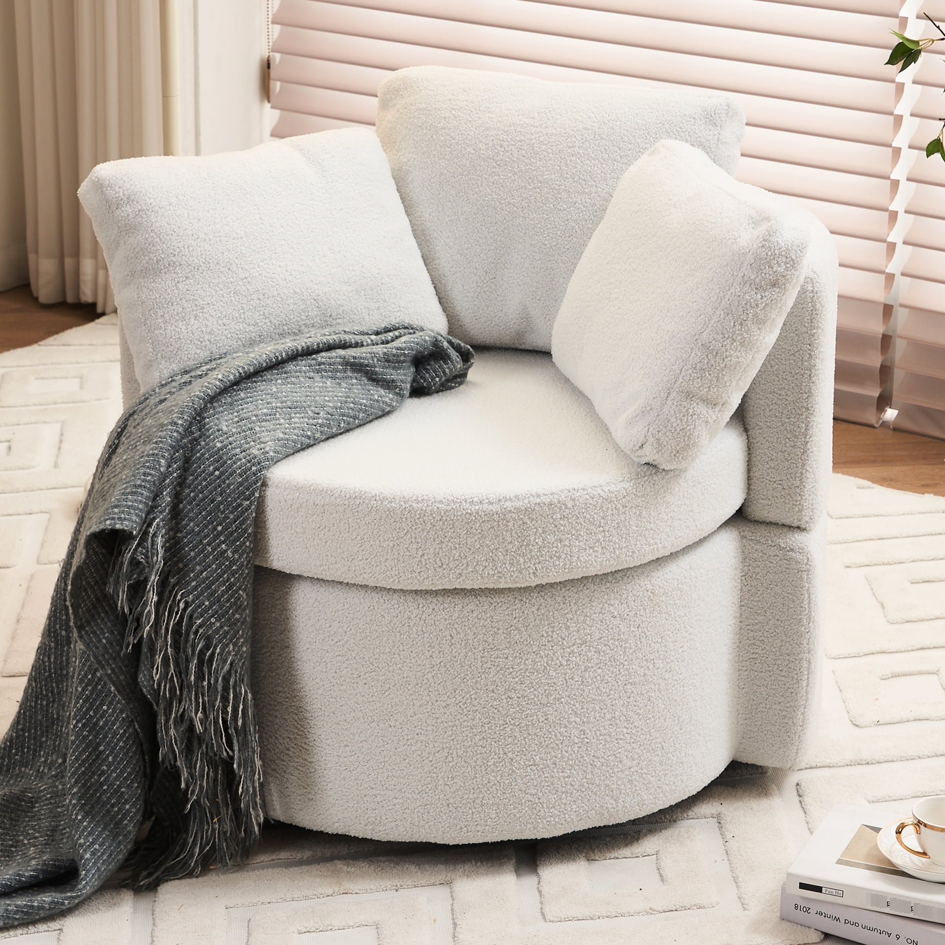 Foam Filled Chair With Fabric, Swivel, And Storage Capacity Fabric ...