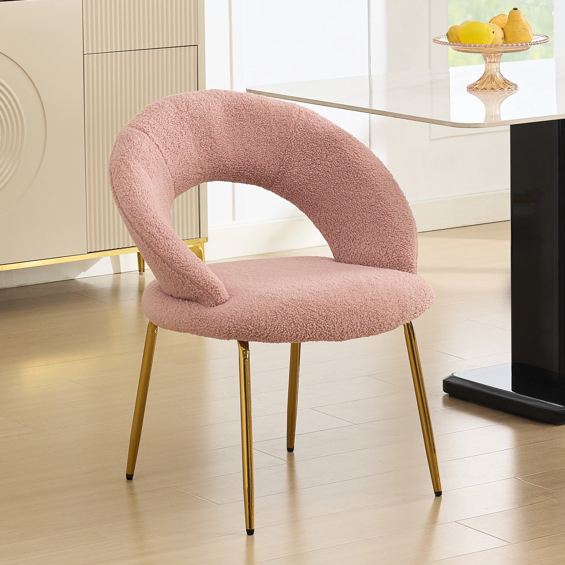 Foam Filled Pink Fabric Chair For Soft Seating Experience Modern Dining ...