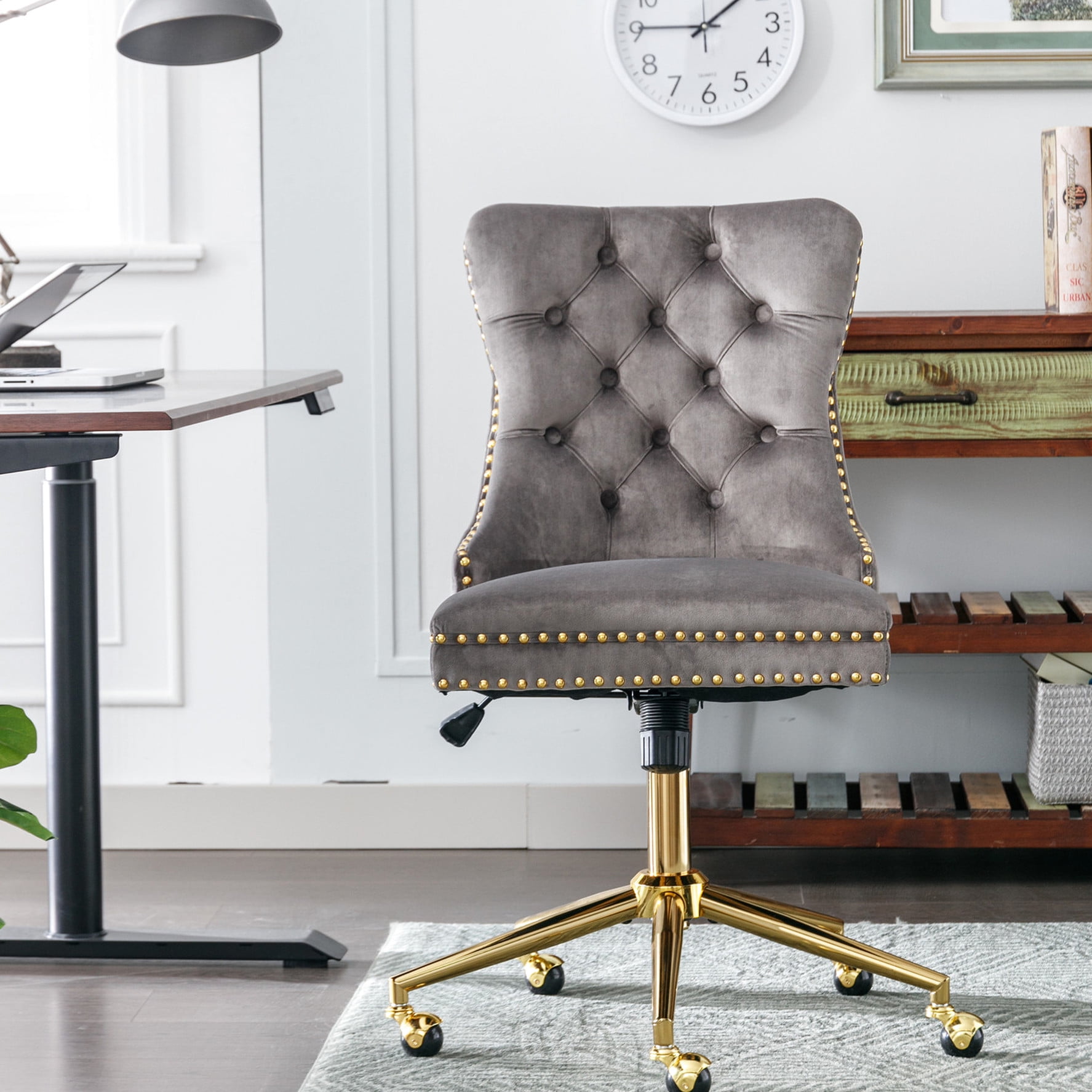 Foam Filled Velvet - Tufted Button Design - Office Desk Scenario ...