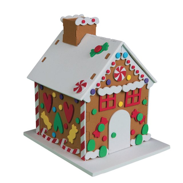 Free Shipping! Foam Gingerbread Houses Craft Kit (Pack of 12) - Walmart ...